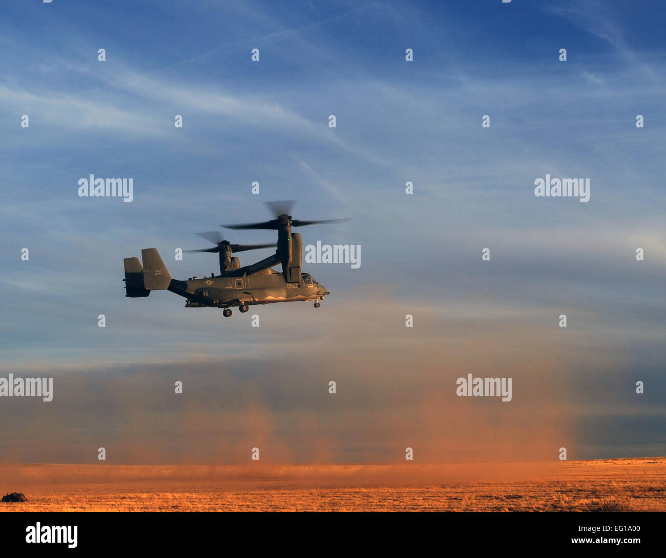 A U.S. Air Force CV-22 Osprey tiltrotor aircraft assigned to the 8th ...