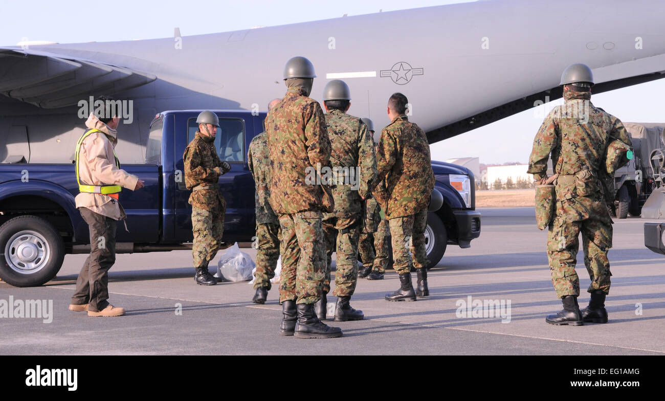 Japan Ground Self-Defense Force JGSDF members arrive at Yokota Air Base ...