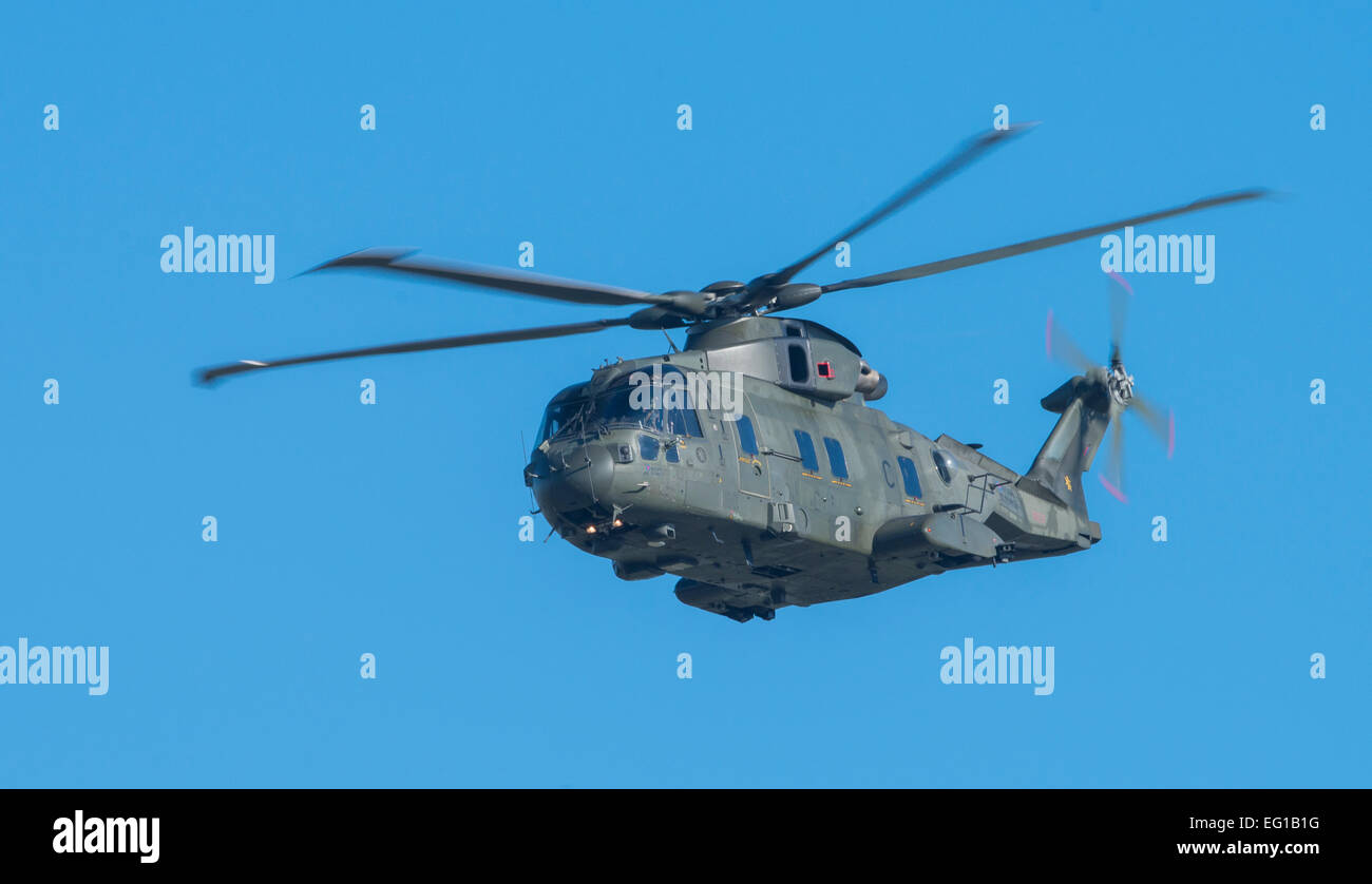 Merlin MK3 Helicopter in flight over RNAS Culdrose Stock Photo - Alamy