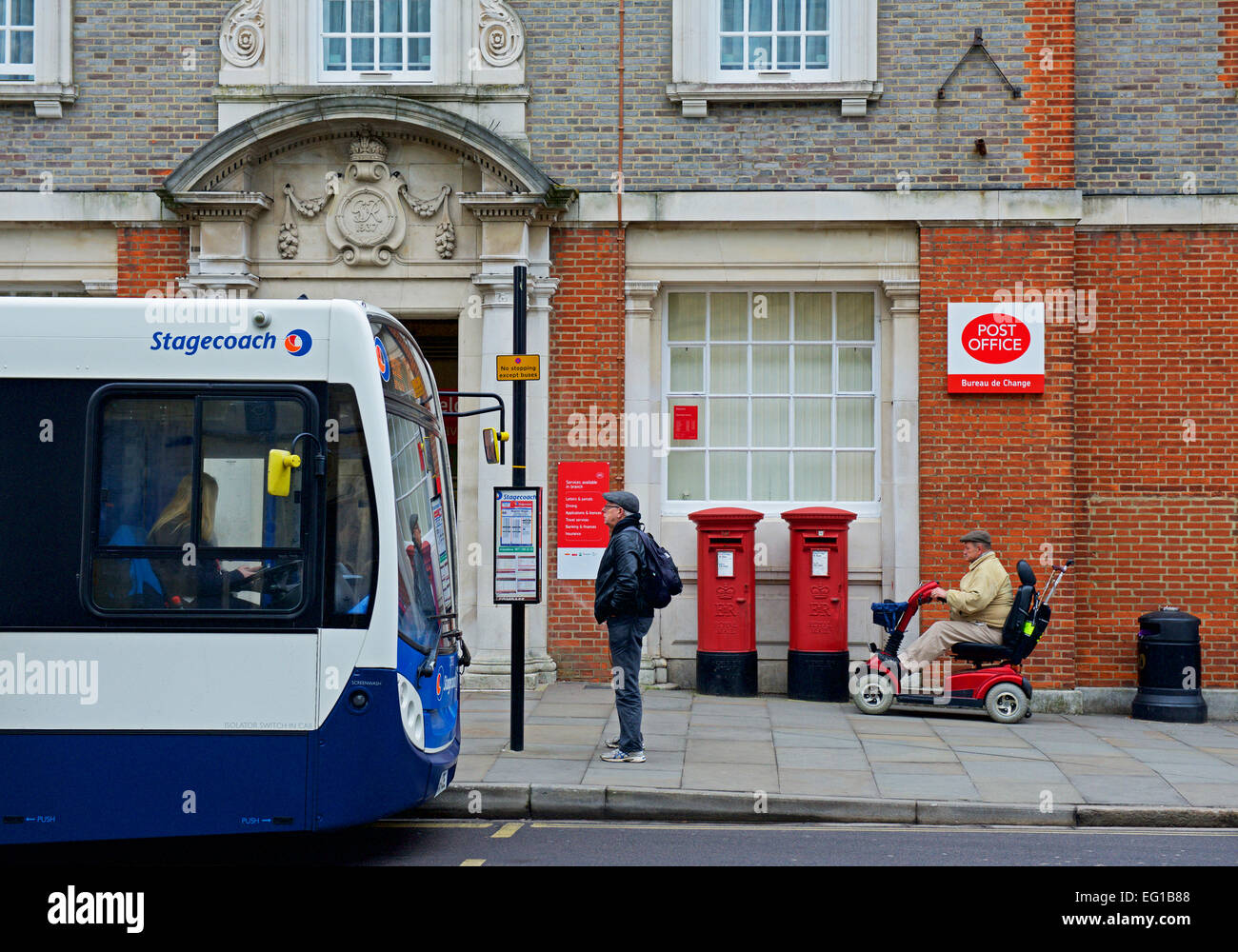 Bus outside Post Office, Chichester, Hampshire, England UK Stock Photo ...