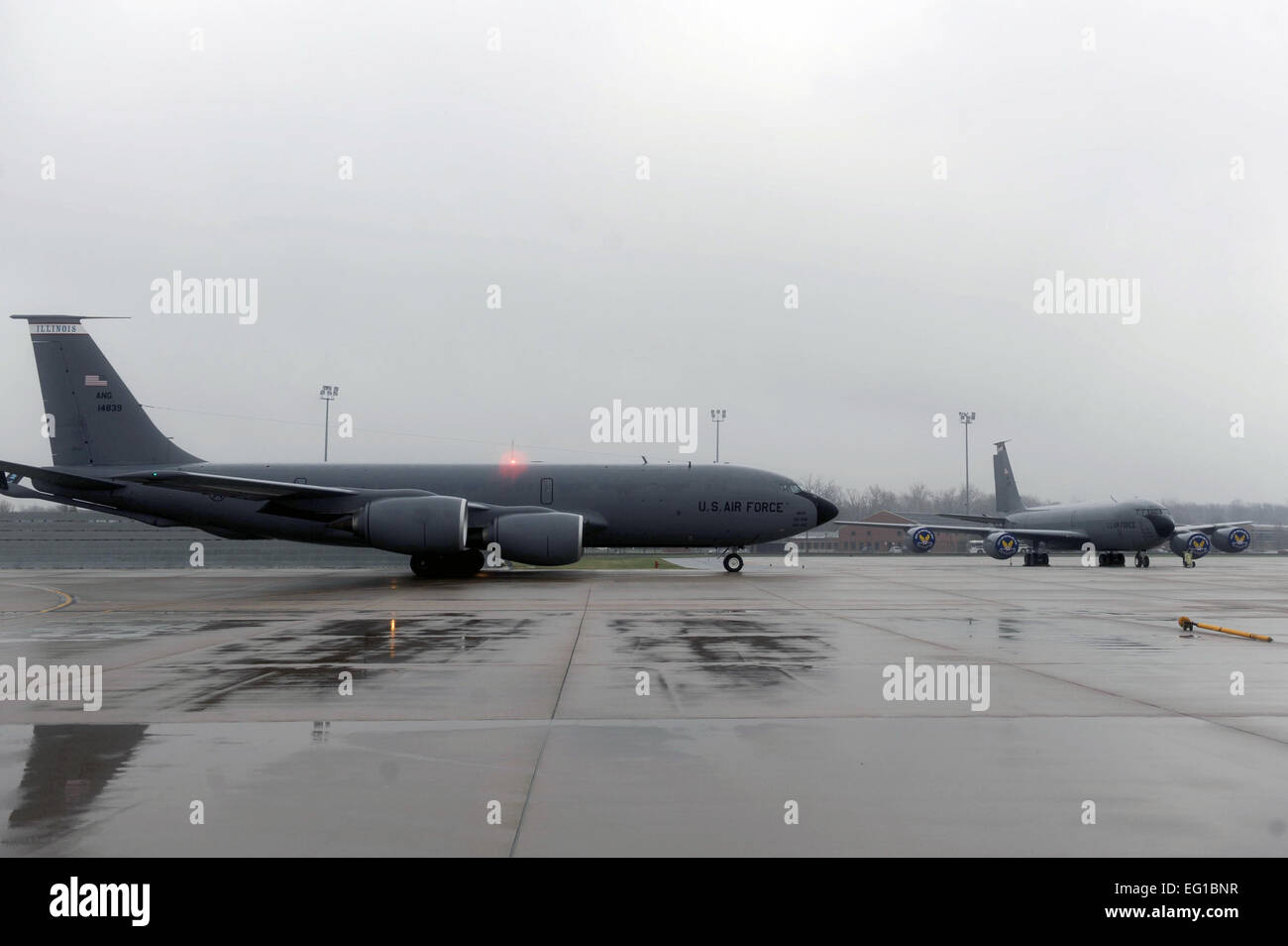 A KC-135 Stratotanker taxis out for take-off to a forward deployed ...