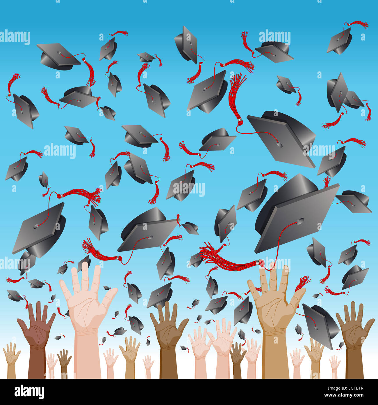 Graduation cap throwing hands vector hi-res stock photography and ...