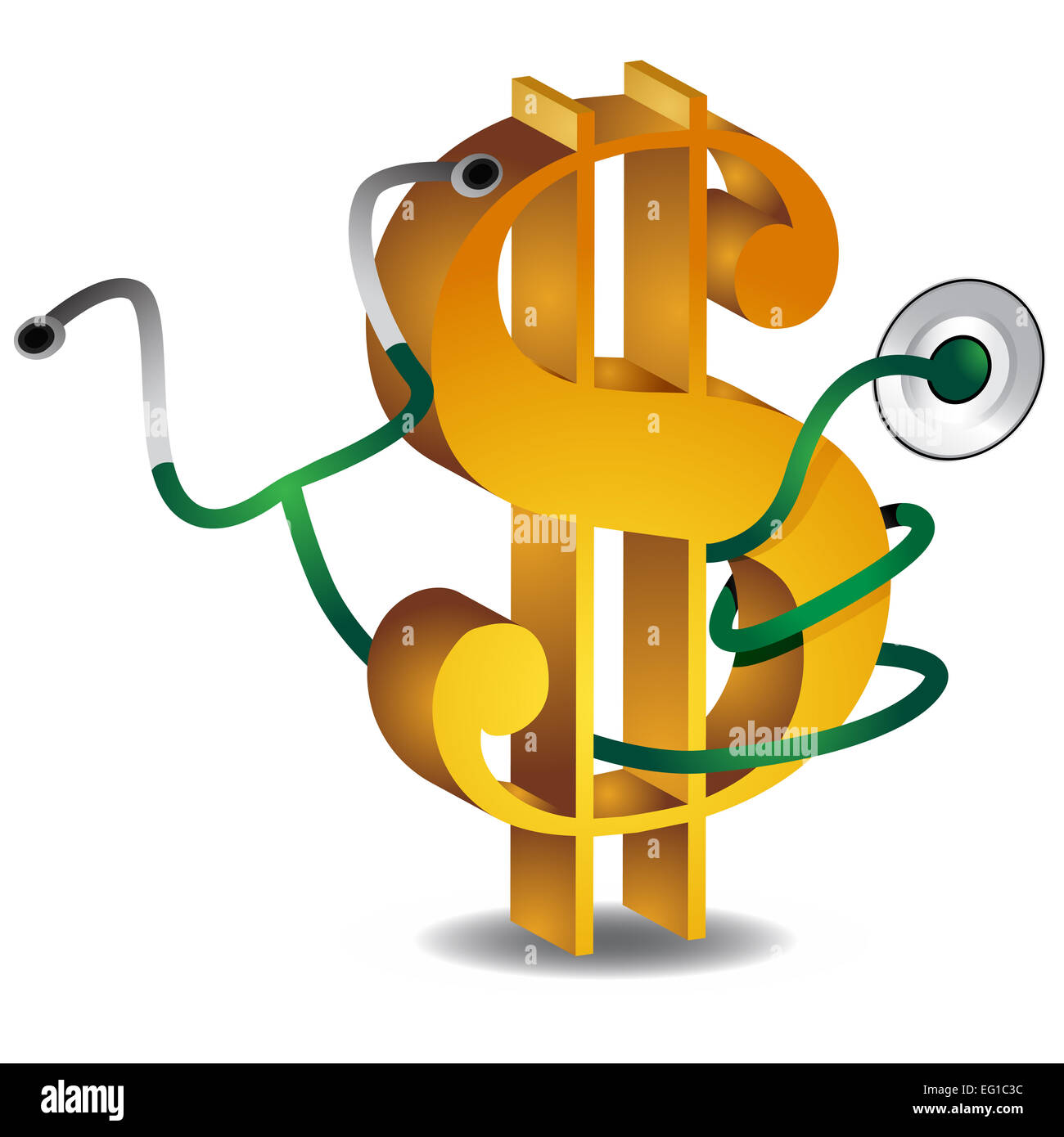 An image of a gold dollar sign and a stethoscope Stock Photo - Alamy