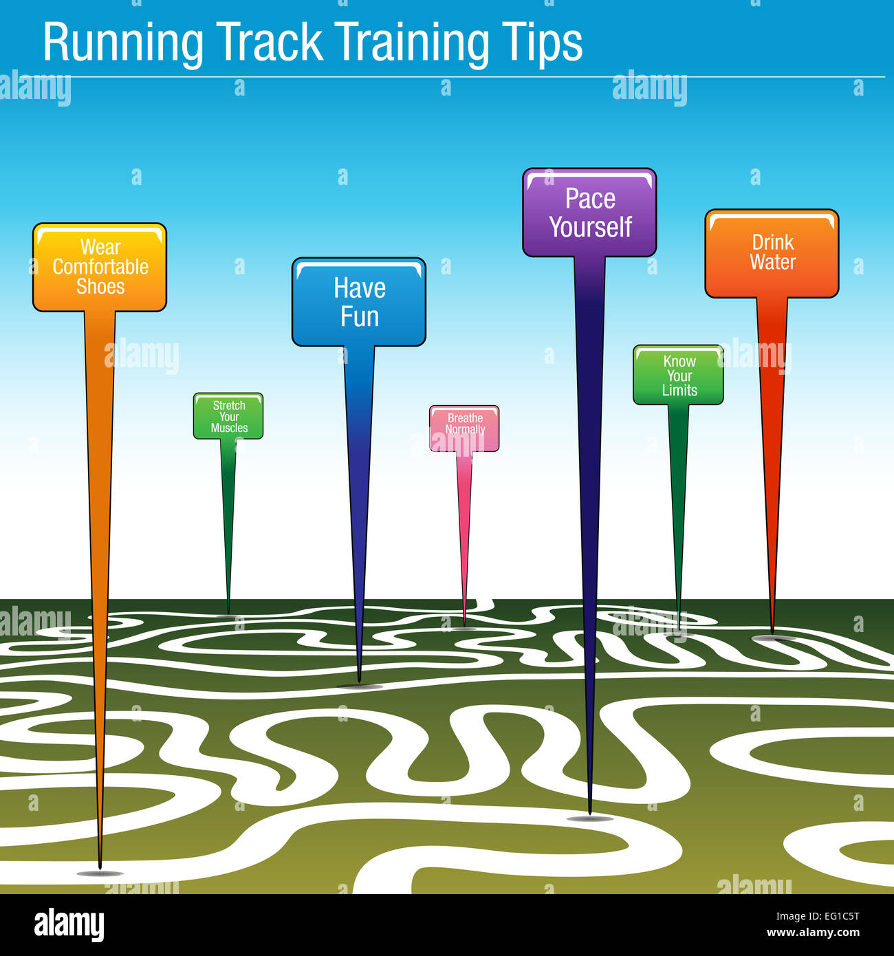 An image of a running track training tips map Stock Photo - Alamy