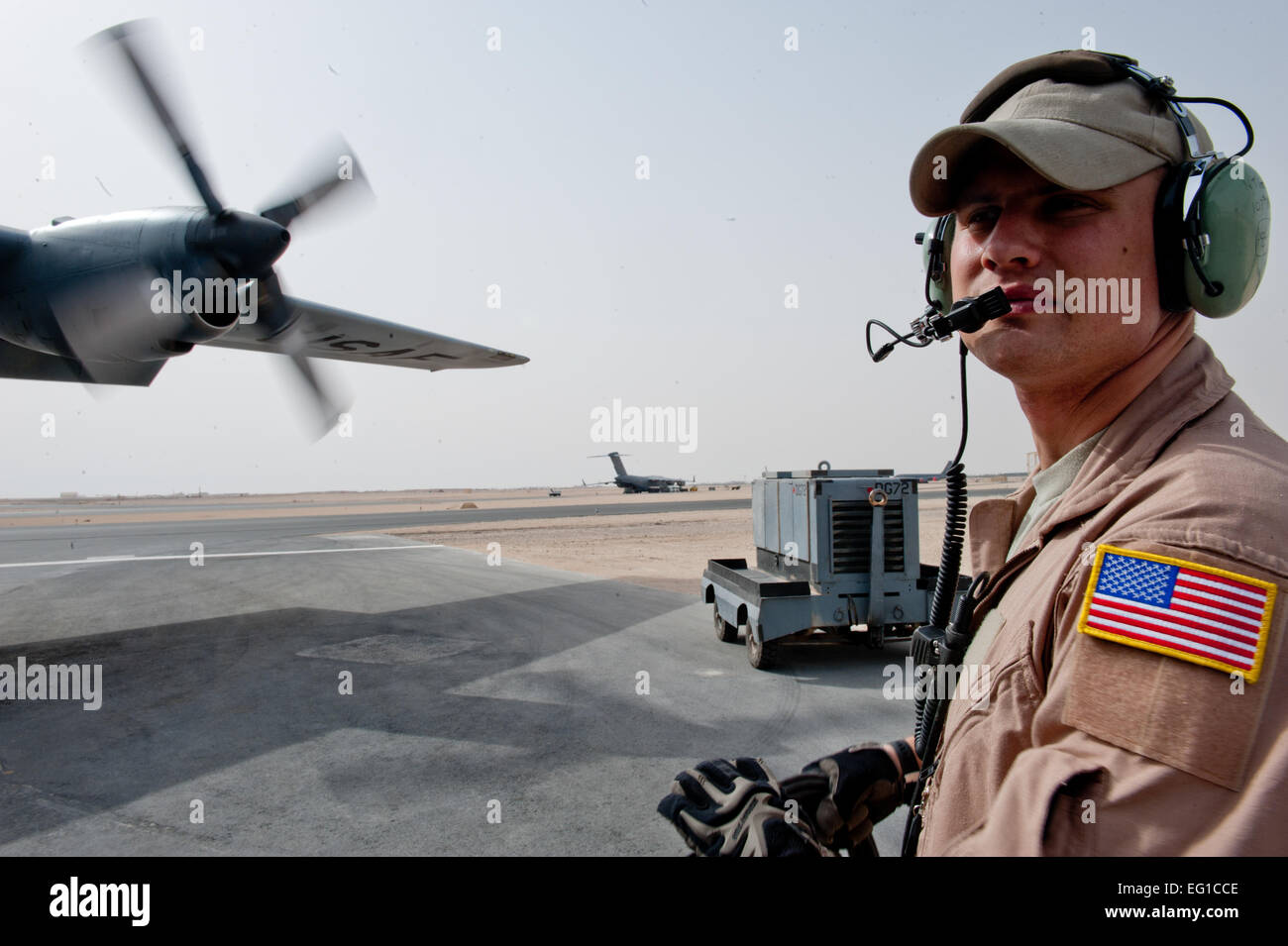 U.S. Air Force Staff Sgt. Tim Nicholas, a 746th Expeditionary Airlift ...