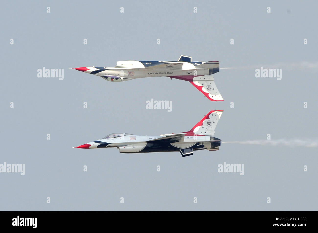 The U.S. Air Force Thunderbirds team performs an aerial maneuver during ...