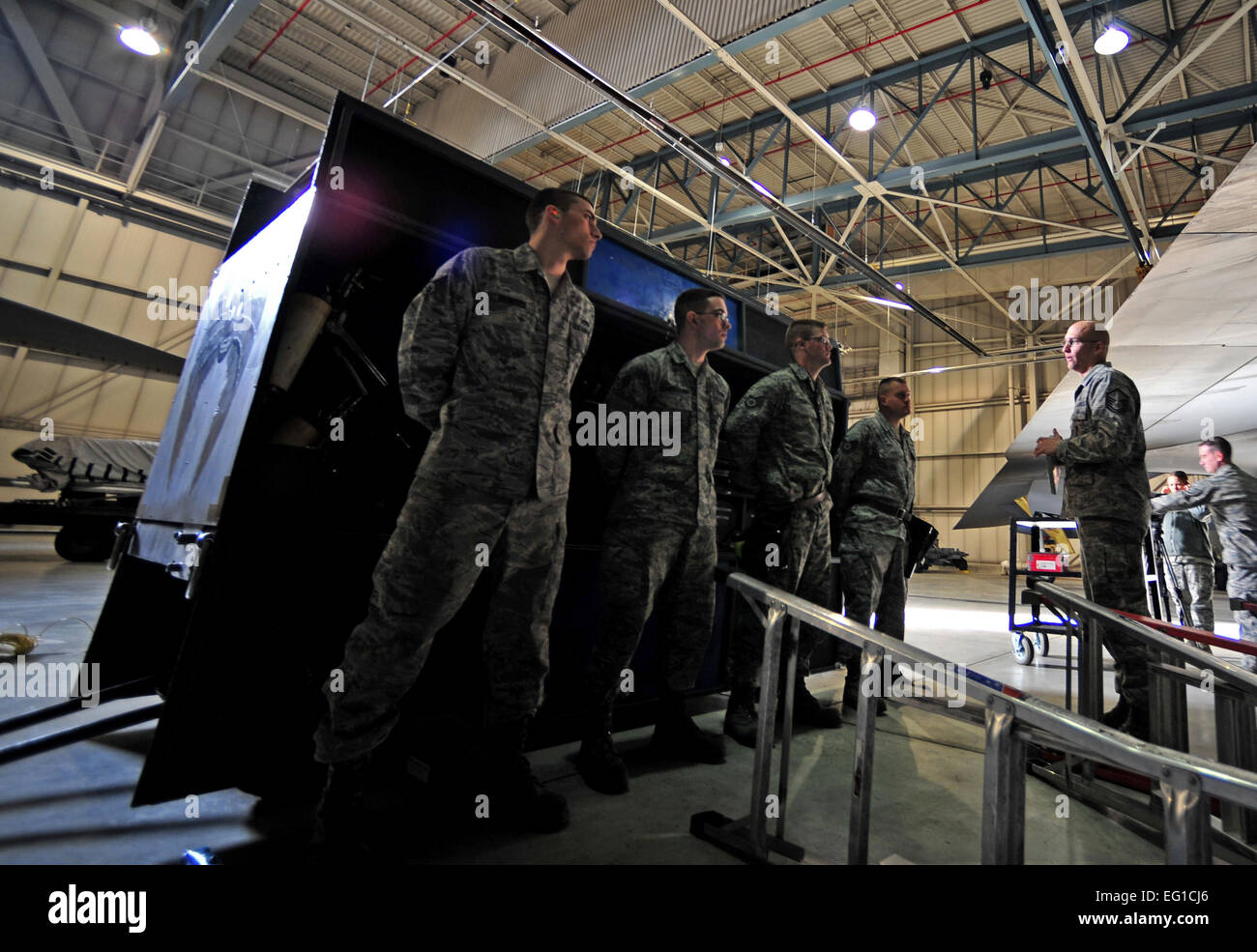 U.S. Air Force bomb loader technicians assigned to the 5th Aircraft ...