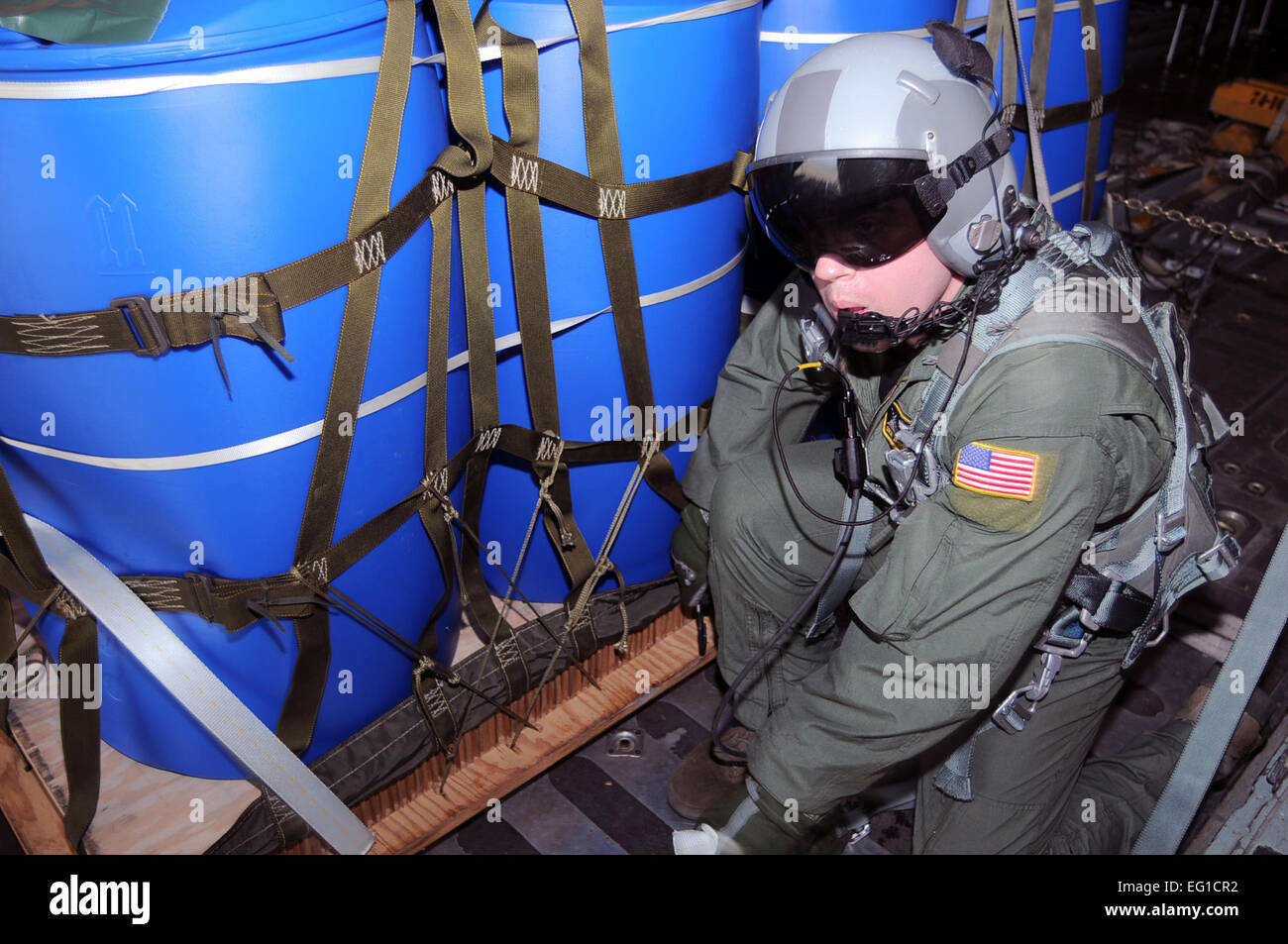 U.S. Air Force Senior Airman Jason Barbieri, a loadmaster with the 36th ...