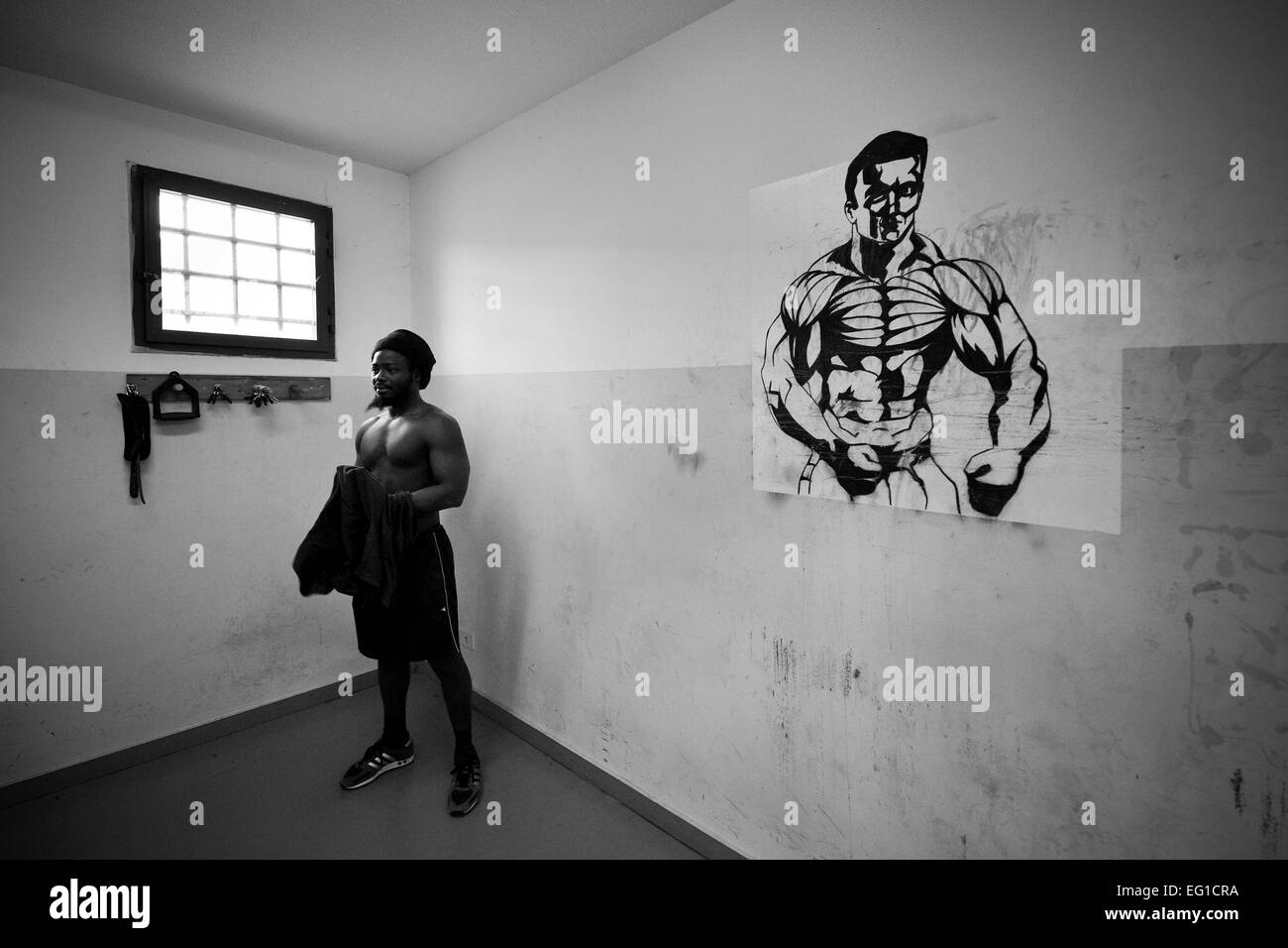 Gym Wall Art Prison 3D Gym Poster Man Weightlifting Wall Mural