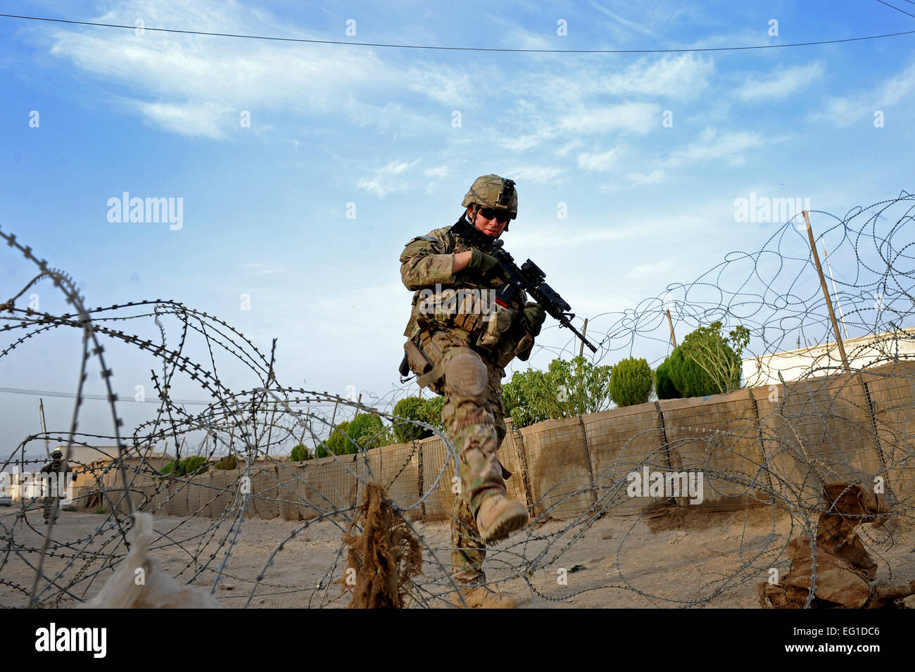 U.S. Air Force Airman 1st Class Steven Armenta, rifleman, patrols ...
