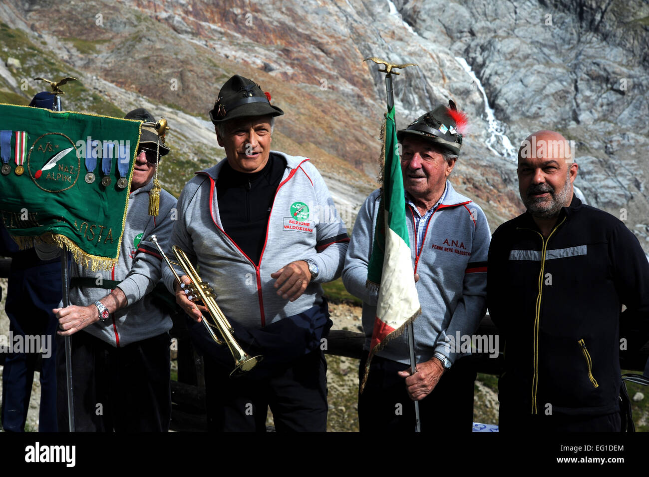 Veteran members of the Alpine Infantry gather together before the ...