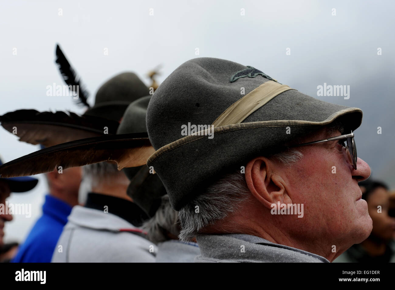 Veteran members of the Alpine Infantry gather together before the ...