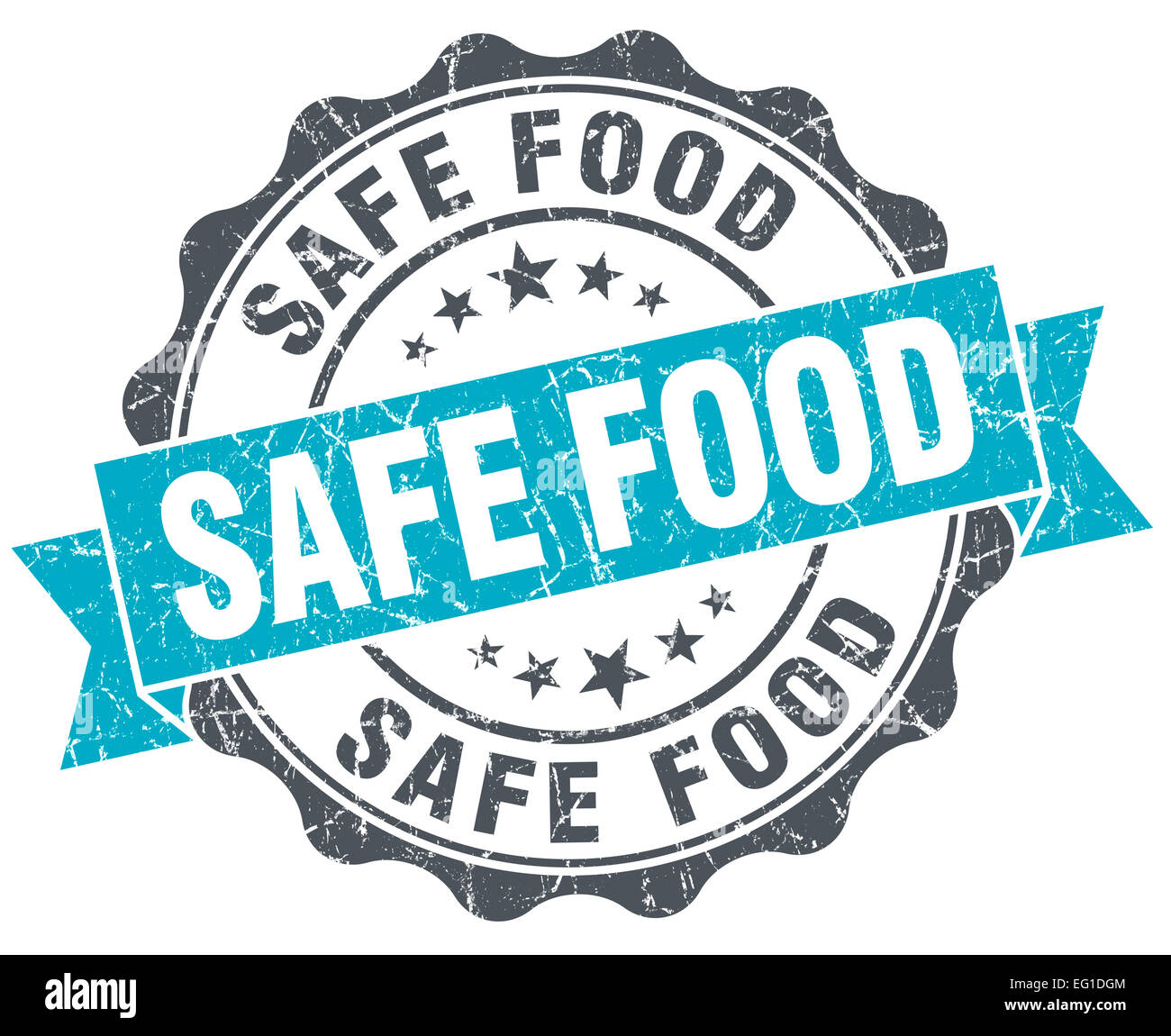 safe food vintage turquoise seal isolated on white Stock Photo - Alamy