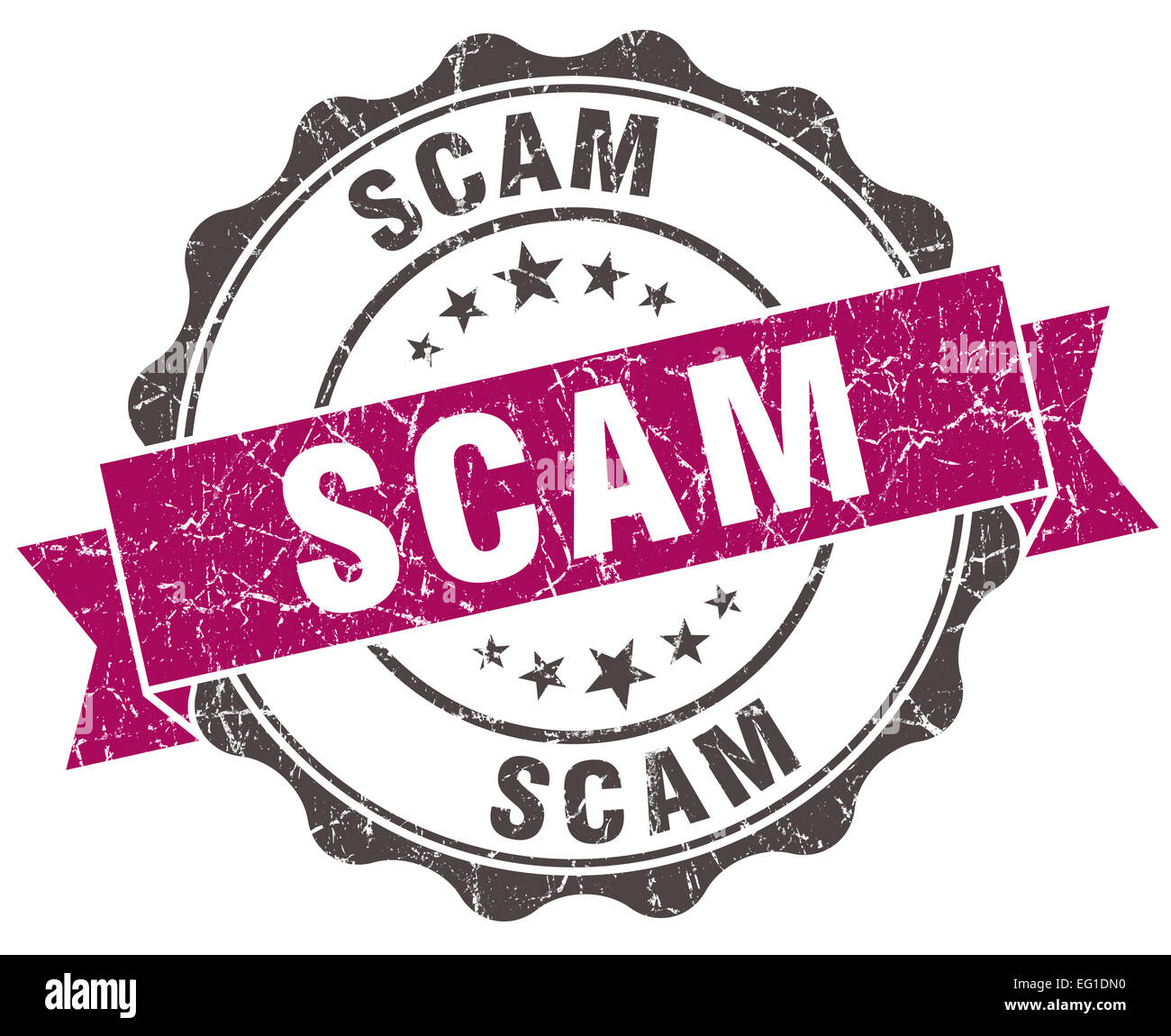 scam grunge violet seal isolated on white Stock Photo - Alamy