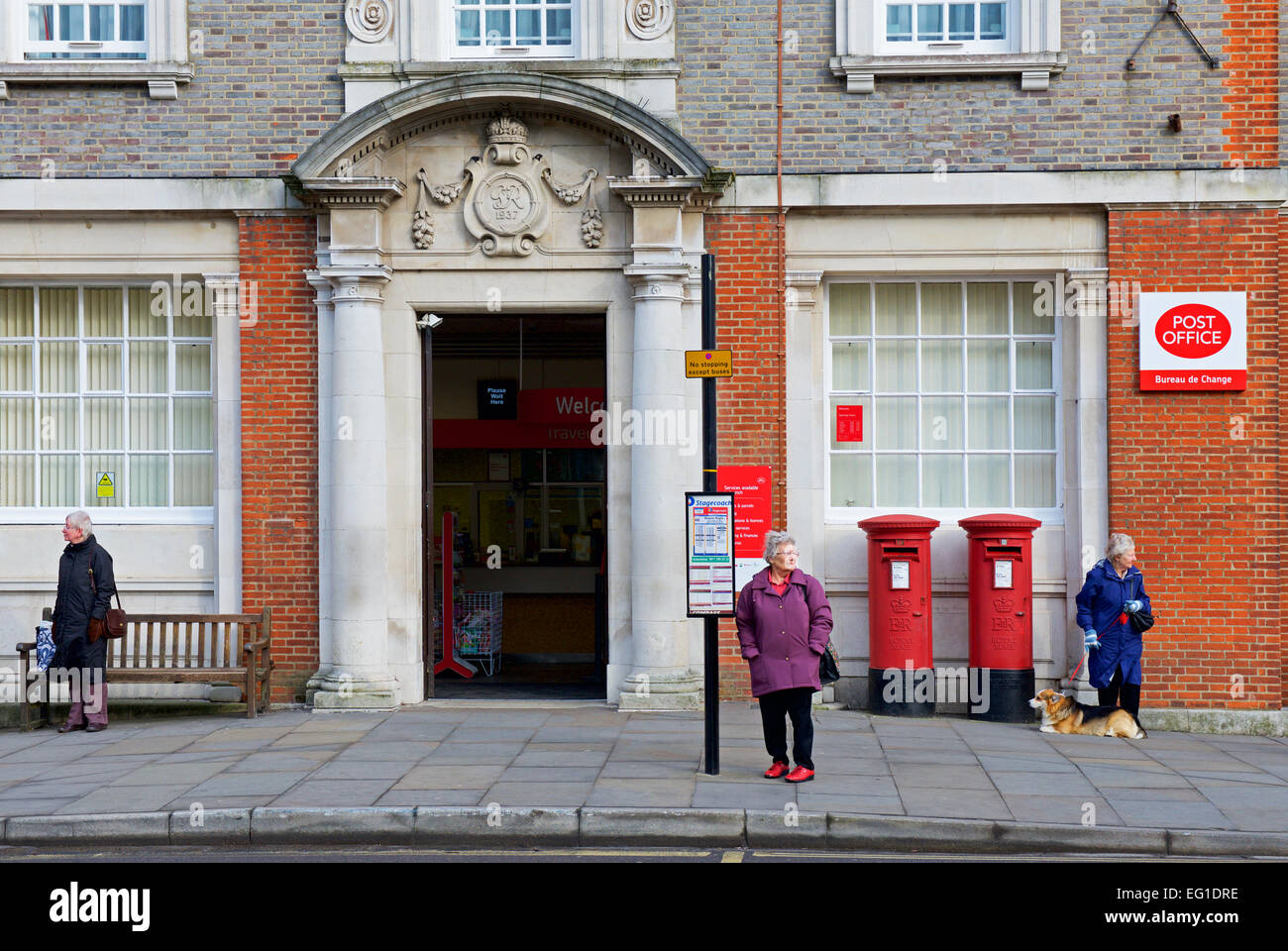 People waiting outside Post Office, Chichester, Hampshire, England UK ...