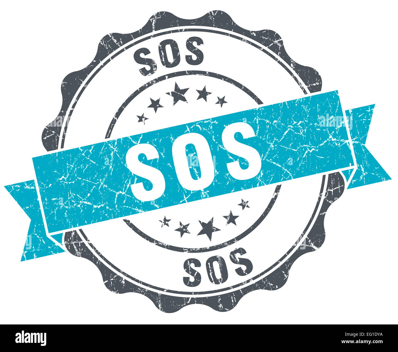 sos vintage turquoise seal isolated on white Stock Photo - Alamy