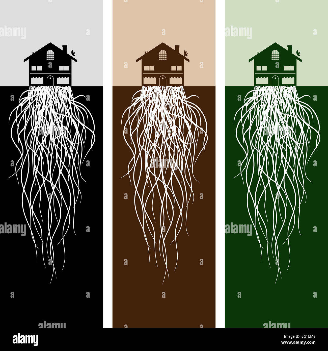 An image of house with roots Stock Photo - Alamy