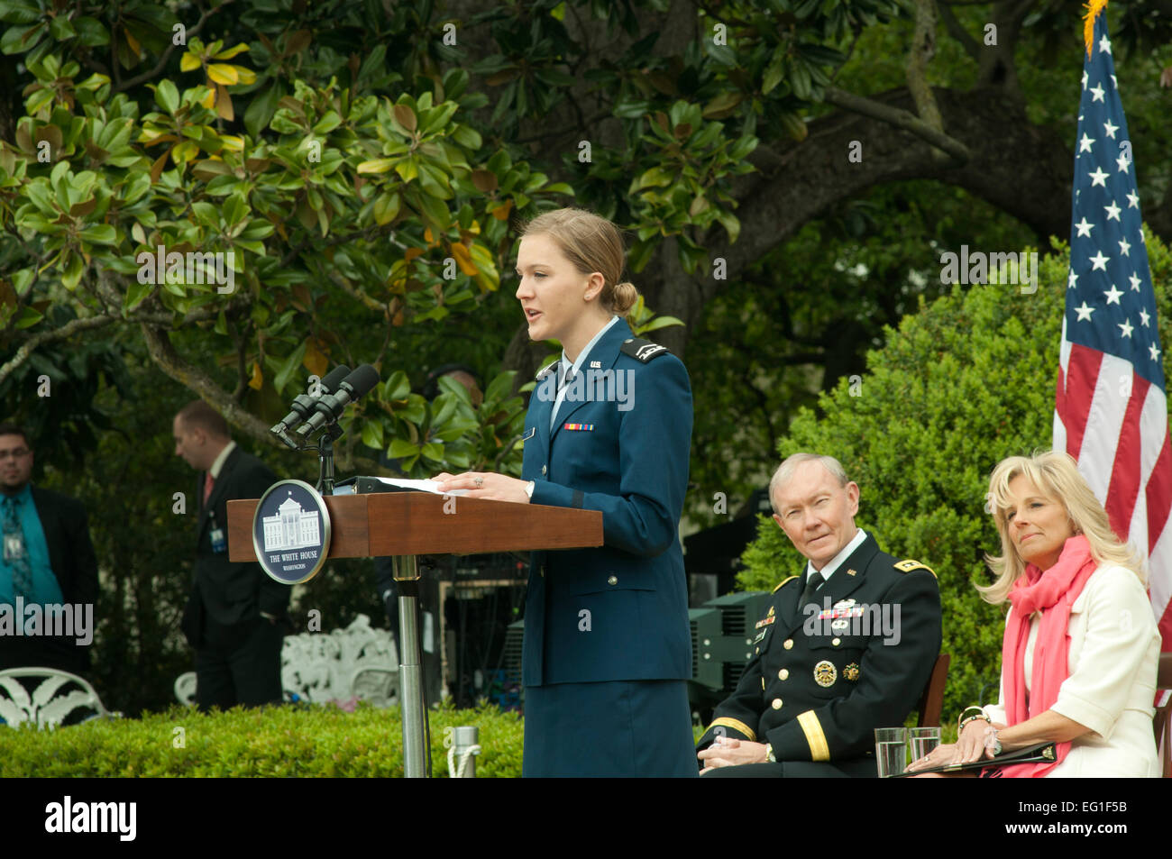 Cadet 3rd Class Moranda Hern, Air Force Academy sophomore, speaks as ...