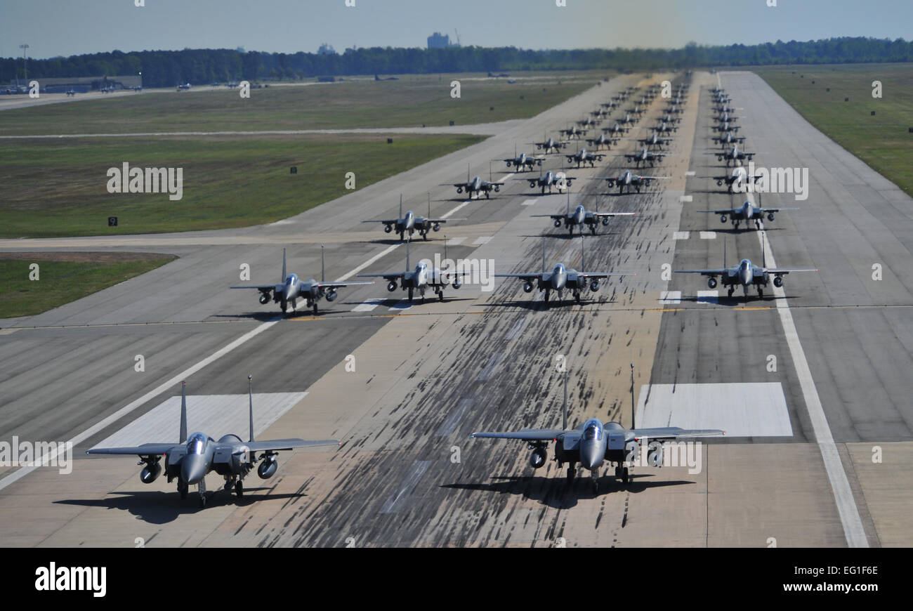 U.S. Air Force F-15E Strike Eagle fighter aircraft of the 4th Fighter ...
