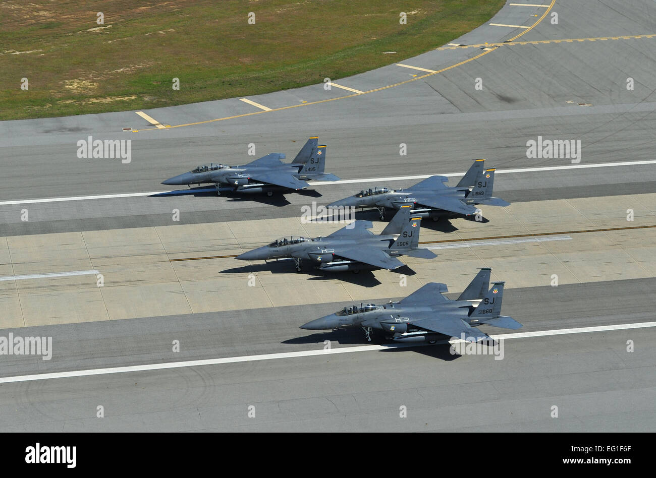 U.S. Air Force F-15E Strike Eagle fighter aircraft of the 4th Fighter ...
