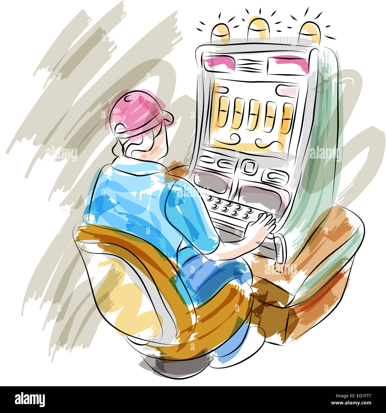 An image of a woman playing a slot machine Stock Photo - Alamy