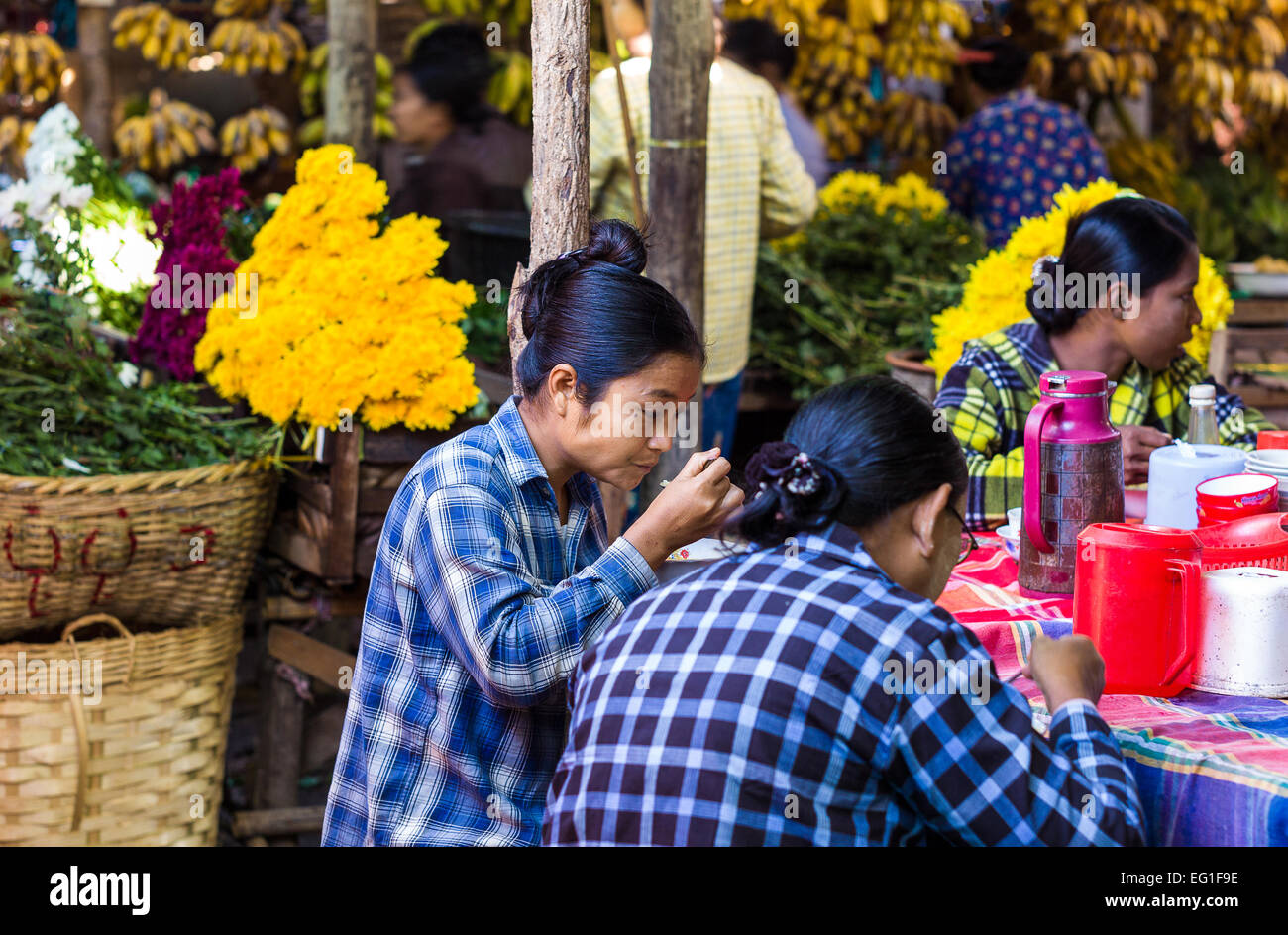 Myanmar, Bagan, women in a street market Stock Photo - Alamy