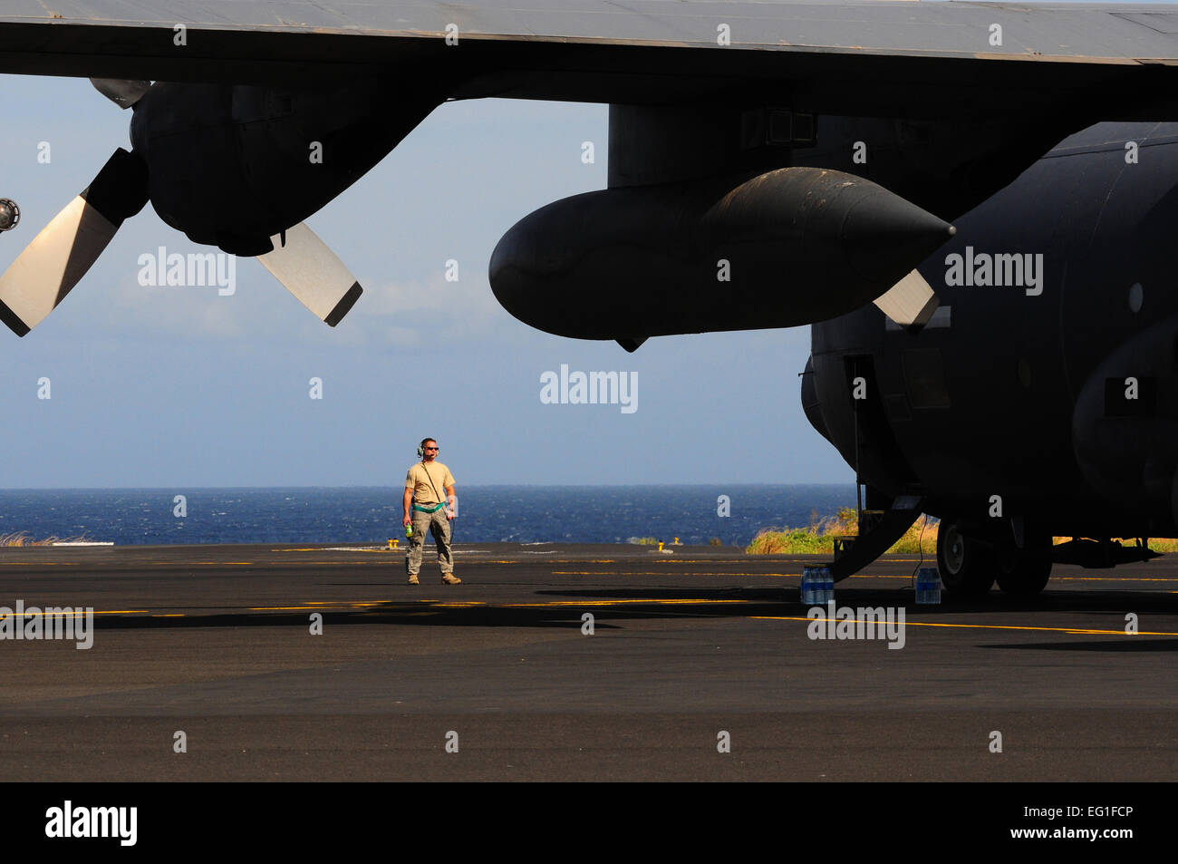 U.S. Air Force Master Sgt. Sean Varela, an engine mechanic attached to ...