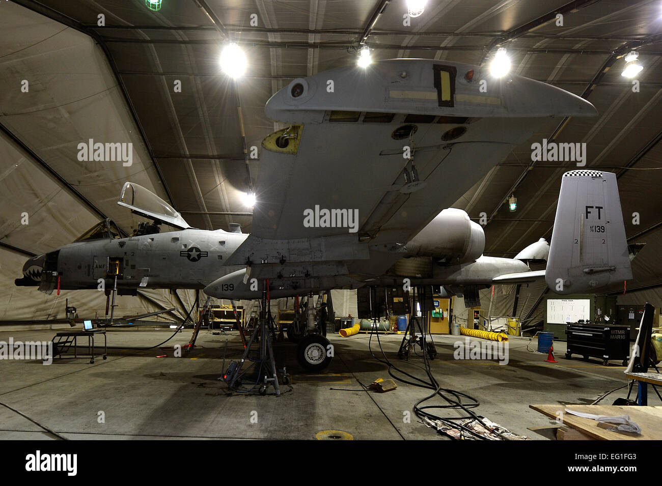 An A-10 Thunderbolt II receives scheduled maintenance at at Bagram Air ...