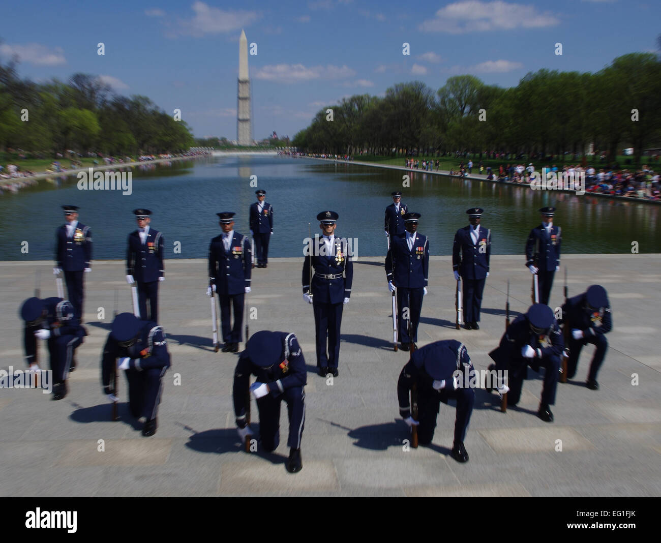 The U.S. Air Force Honor Guard Drill Team competes during the Joint ...