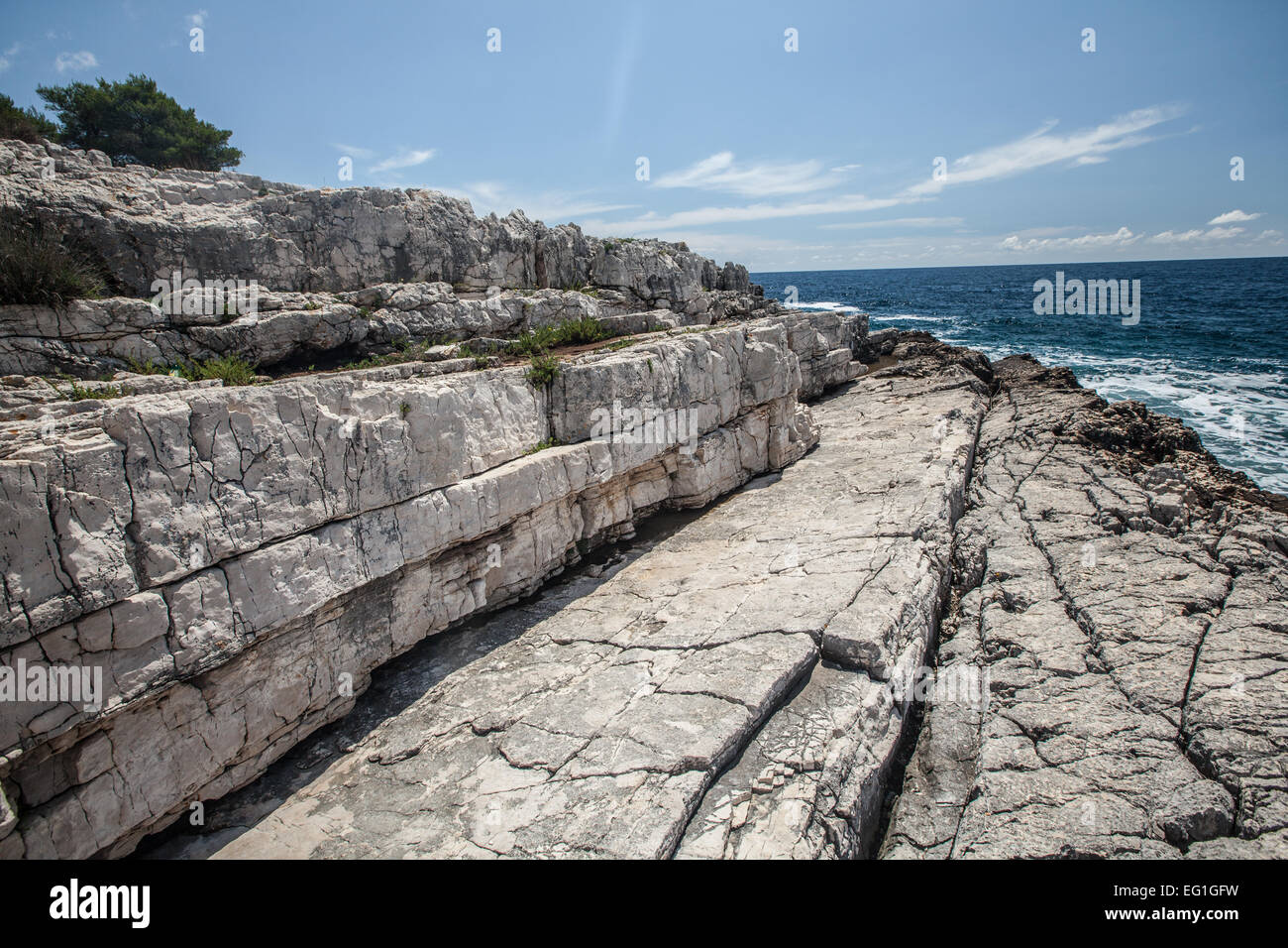 Rock formations on croatian beach Stock Photo - Alamy