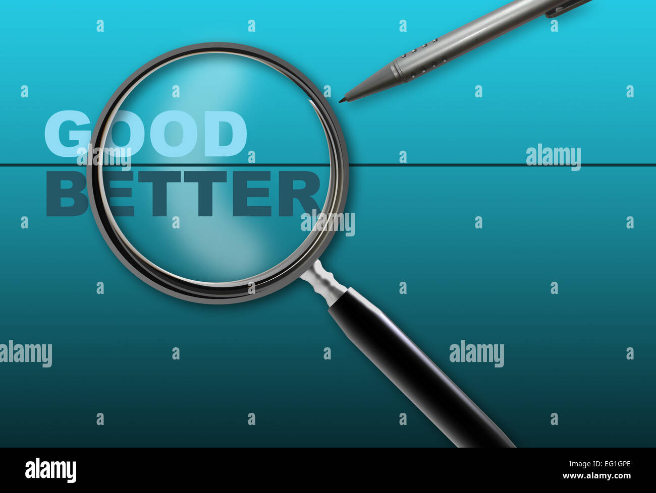 word good - better and magnifying glass with pencil made in 2d software ...