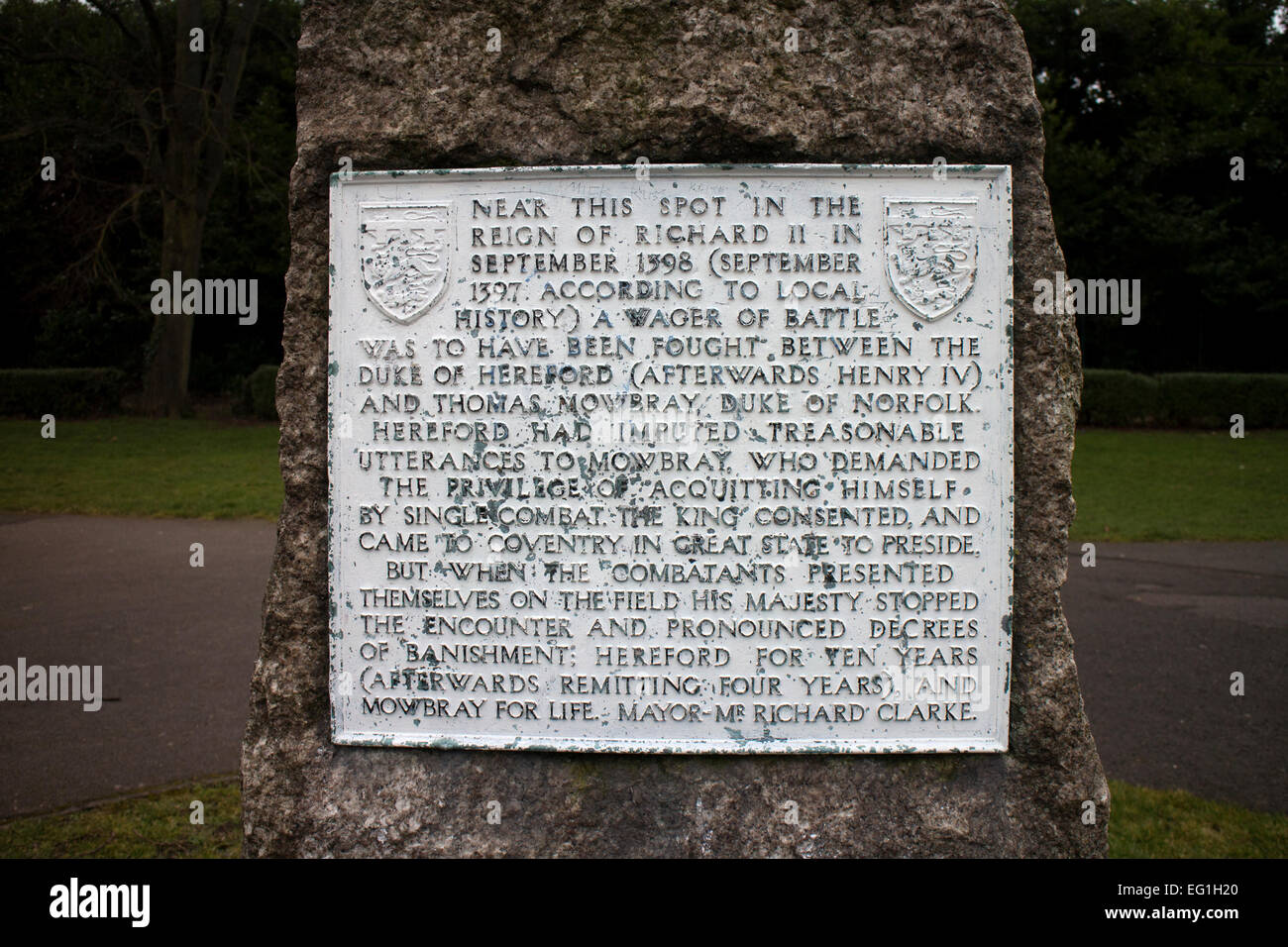 Memorial on Gosford Green, Coventry, West Midlands, England, UK Stock ...