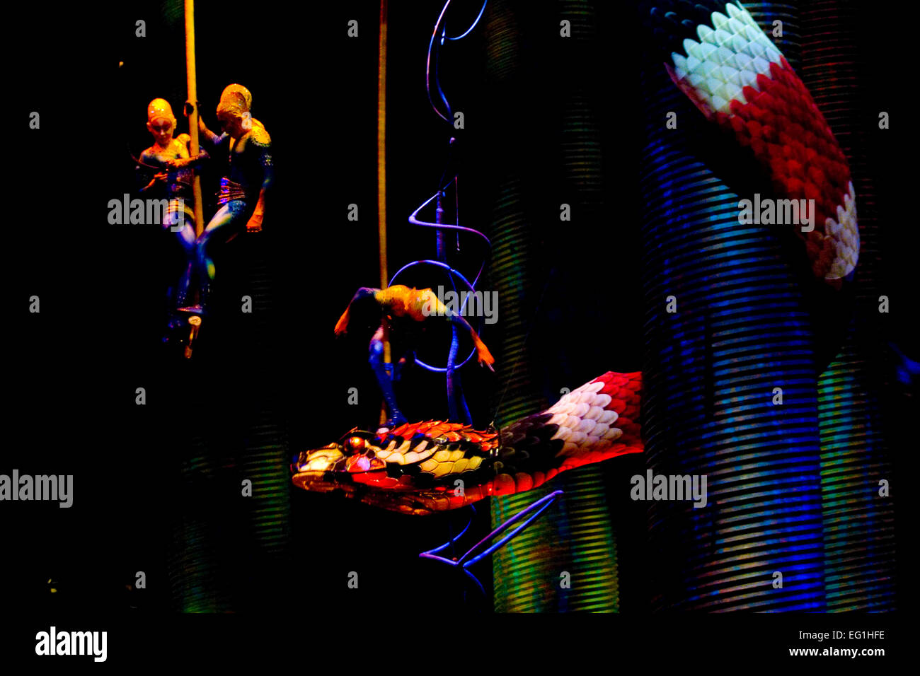 A scene from the wildly imaginative Cirque du Soleil production of KA ...