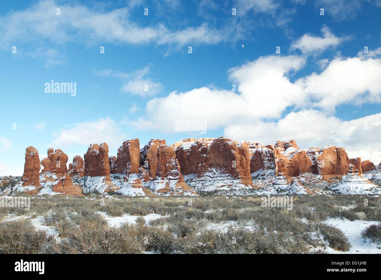Arches National Park near Moab, Utah in winter with snow Stock Photo ...