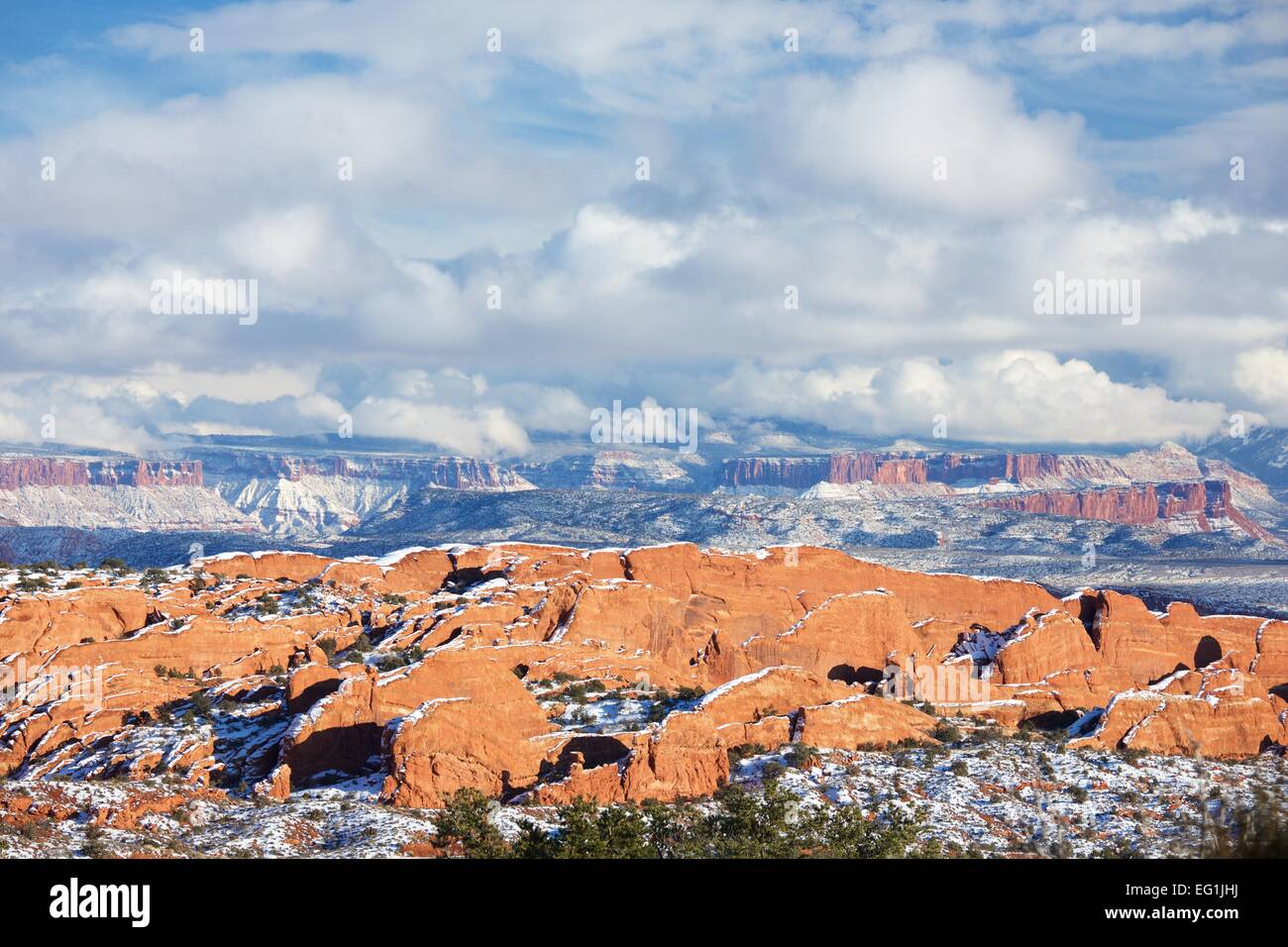 Arches National Park near Moab, Utah in winter with snow Stock Photo ...