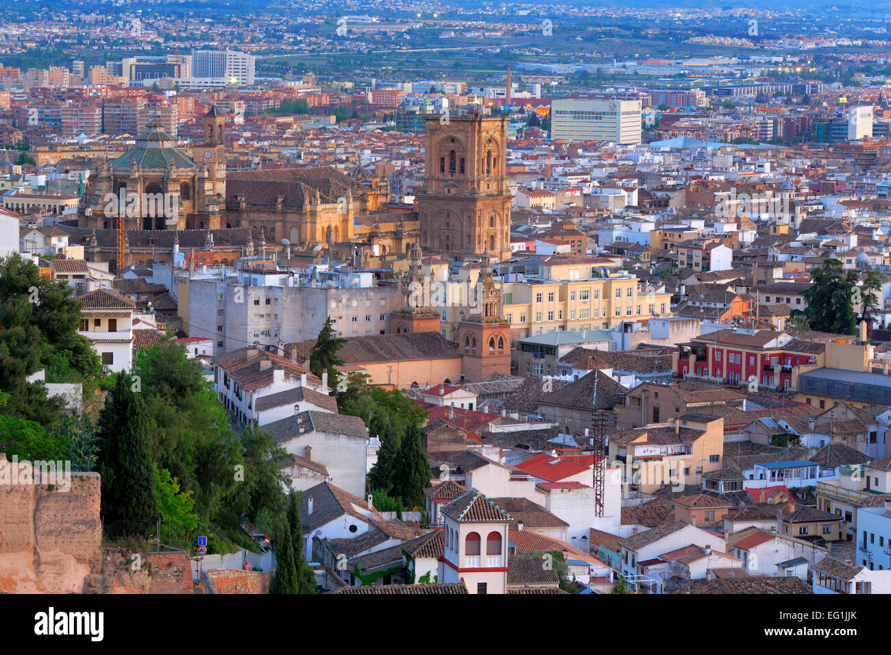 Aerial view granada cathedral sunset hi-res stock photography and ...