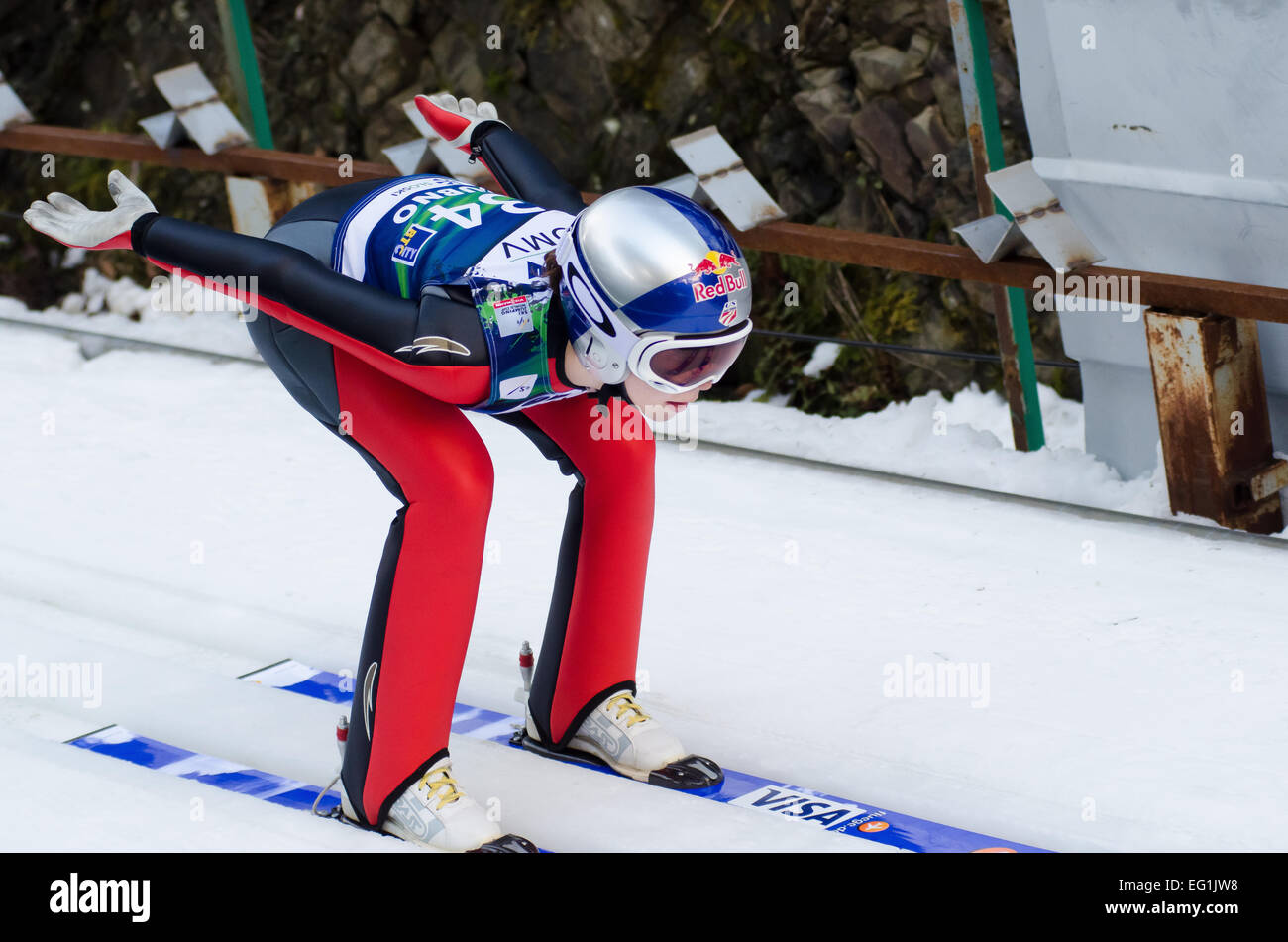 Sarah Hendrickson (USA) on the hill during Ljubno 2015 FIS World Cup ...