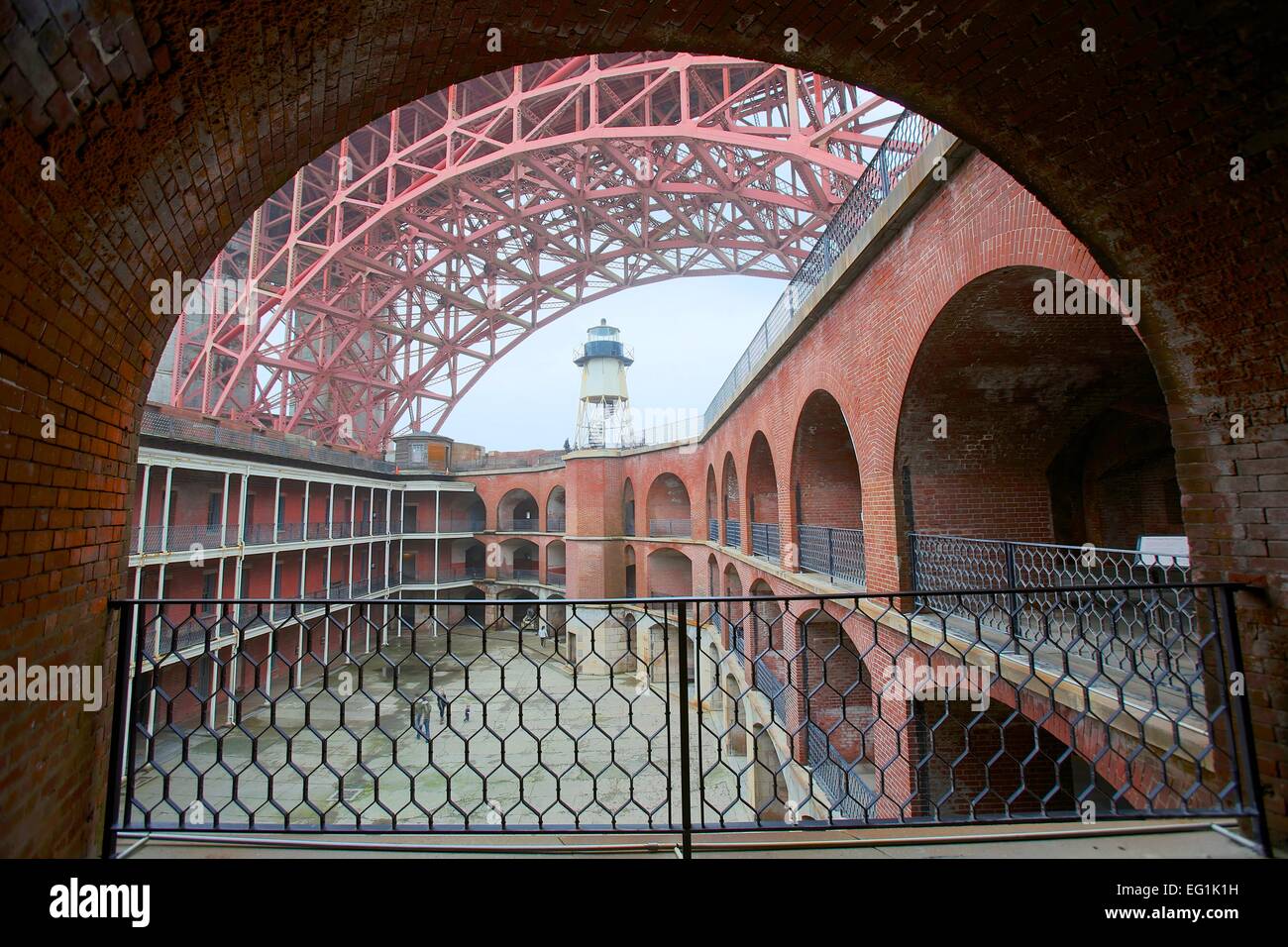 Fort Point, a civil war fort under the Golden Gate Bridge in San ...