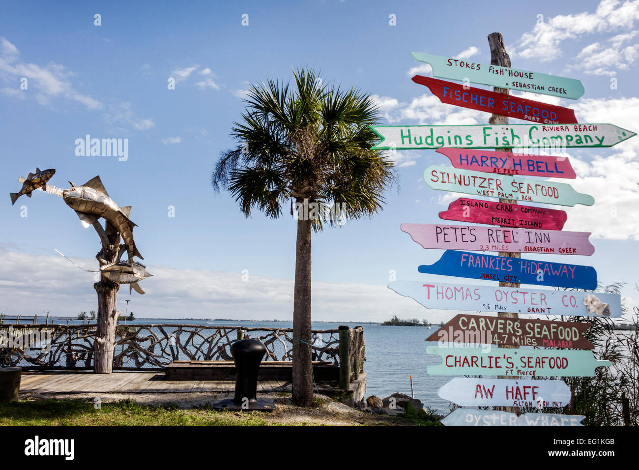 Sebastian Florida,Fisherman's Landing,Indian River water Lagoon,signs ...