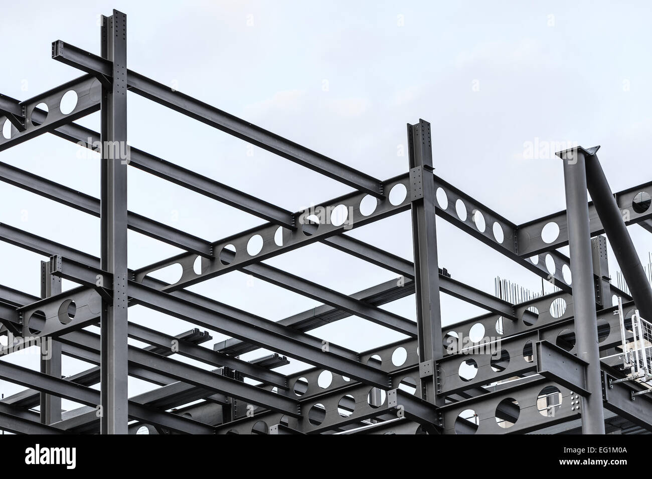 Construction site. Steel structure metal girders skeleton of a new ...