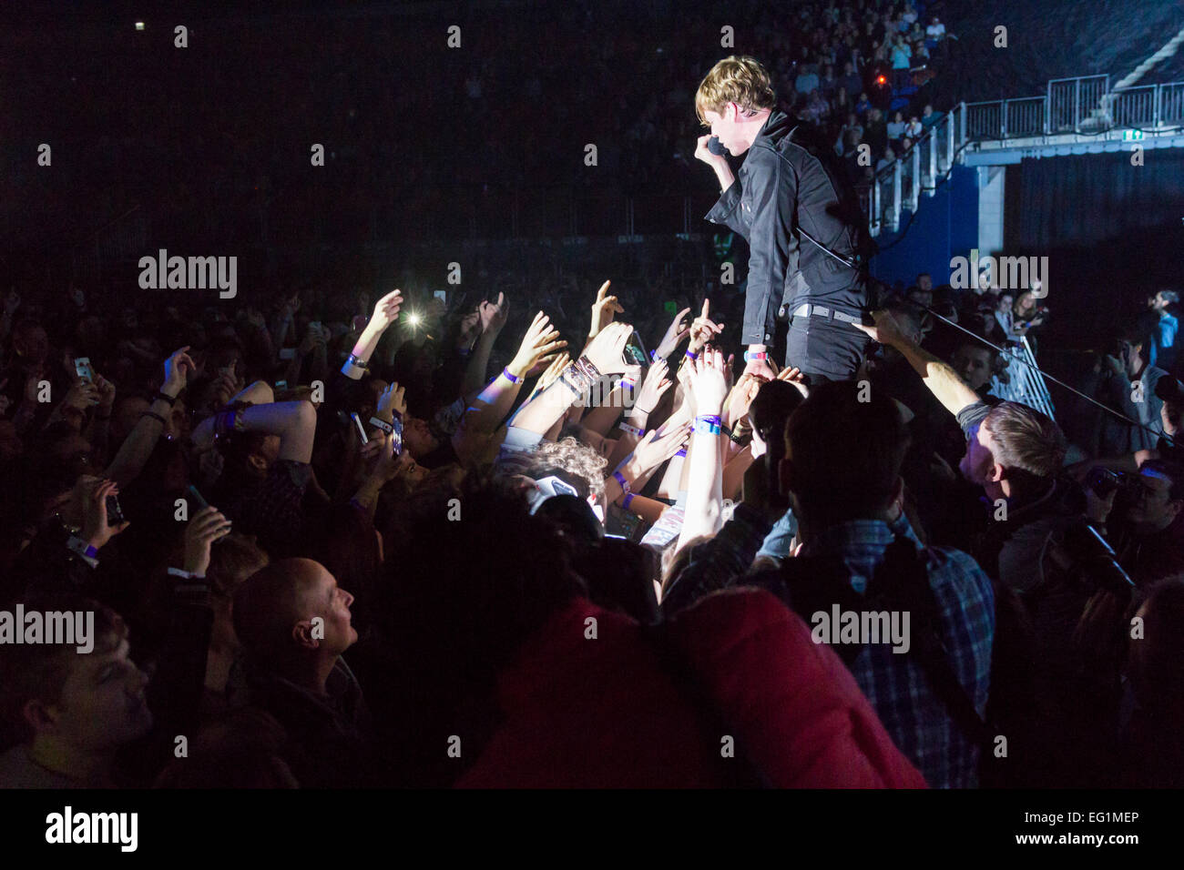London, UK, 13th Feb 2015. Ricky Wilson lead singer of Kaiser Chiefs ...