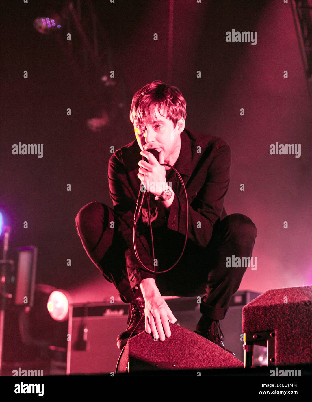 London, UK, 13th Feb 2015. Ricky Wilson lead singer of Kaiser Chiefs ...