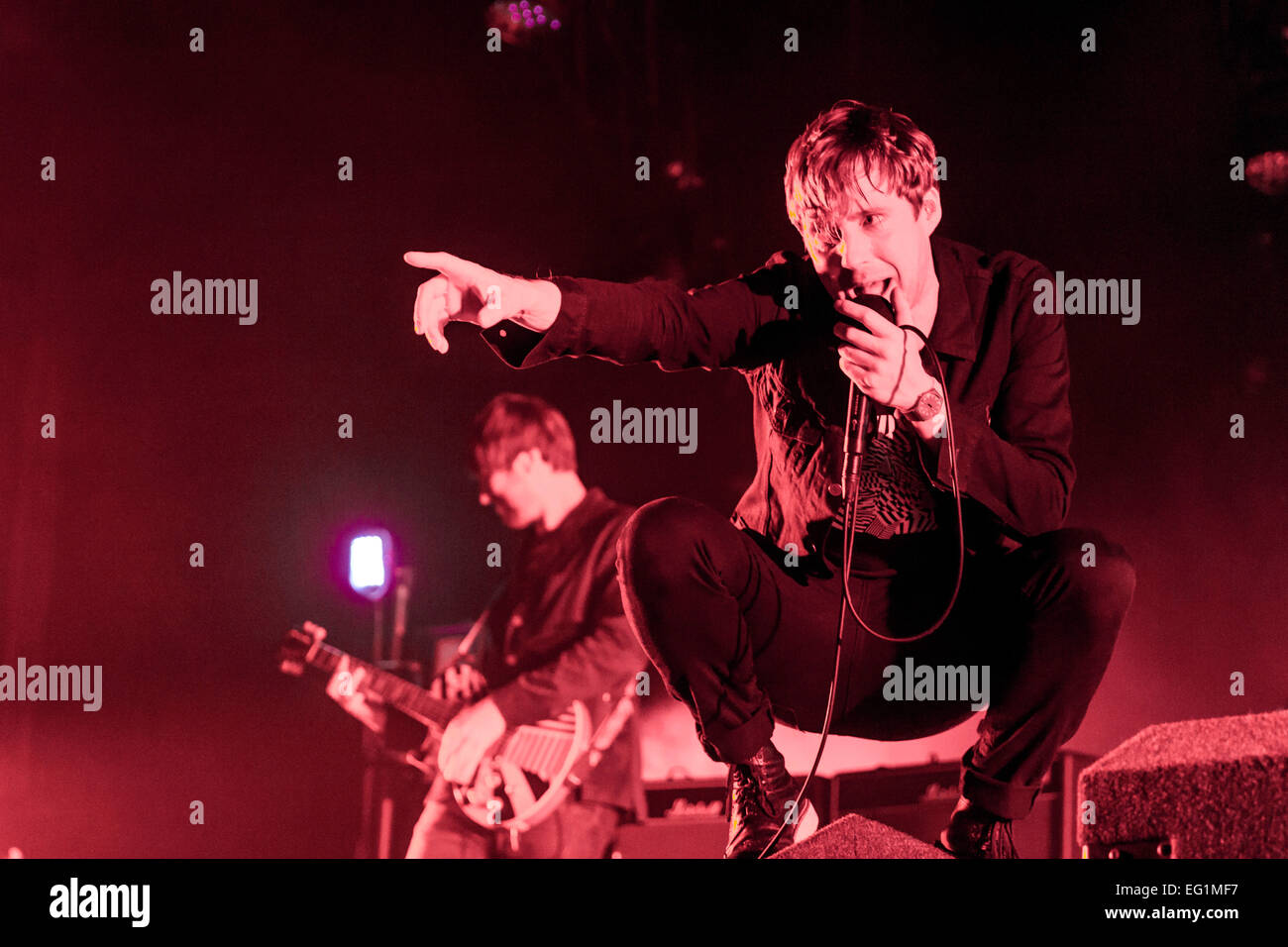 London, UK, 13th Feb 2015. Ricky Wilson lead singer of Kaiser Chiefs ...