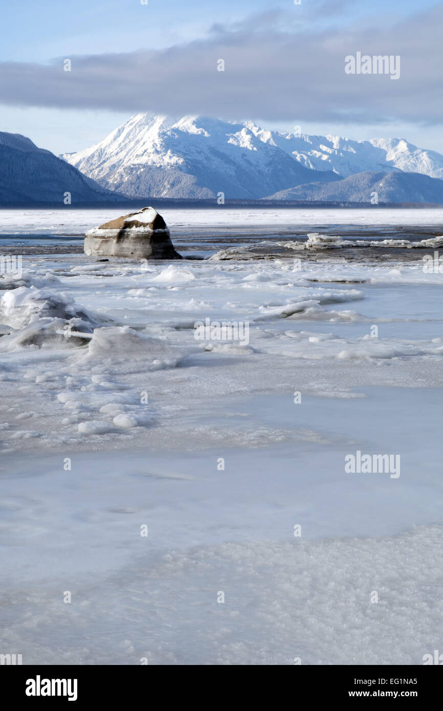 Icy winter beach on the Chilkat River in Alaska Stock Photo - Alamy