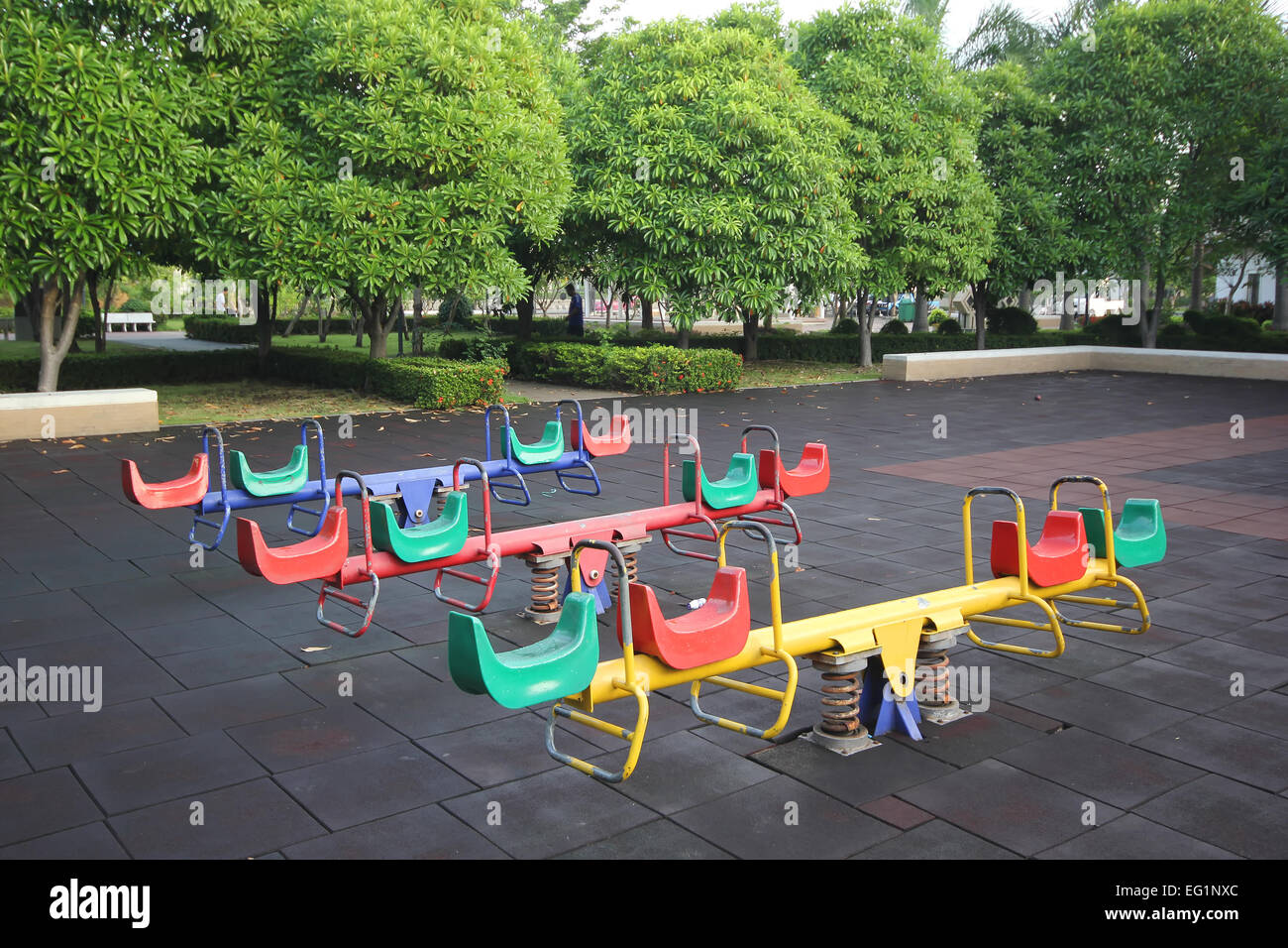 Colorful children playground in the park Stock Photo - Alamy
