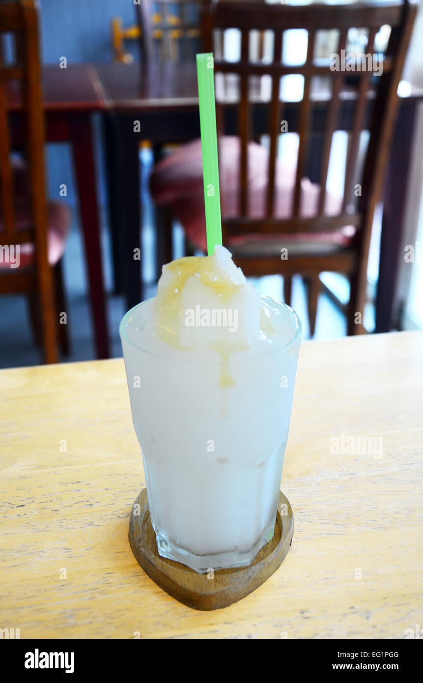 Lemon Smoothies&Frappe with honey topping Stock Photo - Alamy
