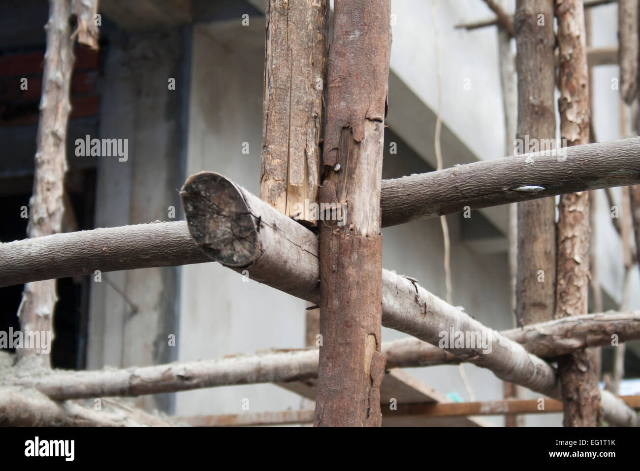 Wood Scaffolding in Vientiane Laos SE Asia Stock Photo - Alamy