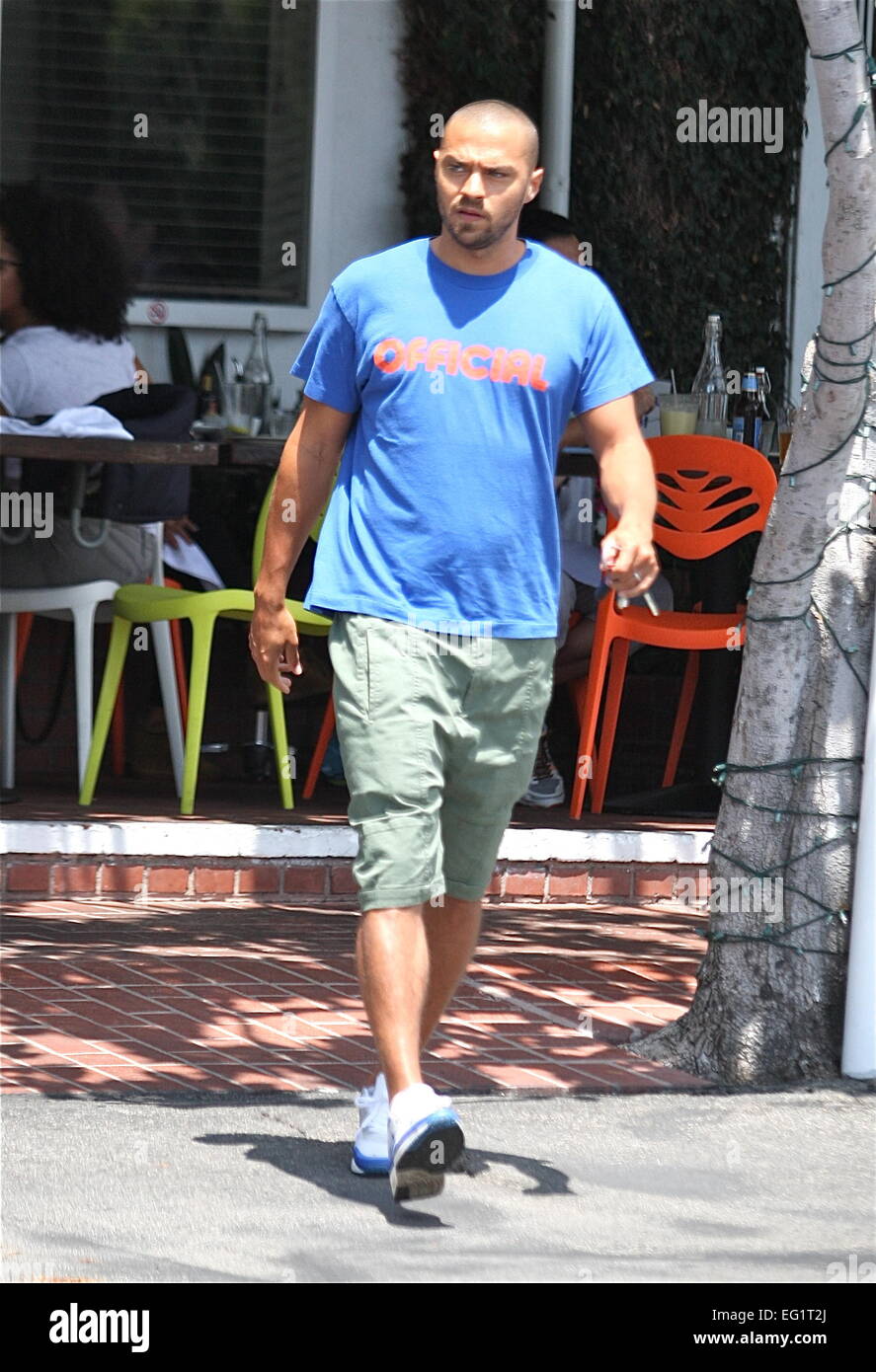 Jesse Williams has lunch at Fred Segal in Hollywood Featuring: Jesse ...