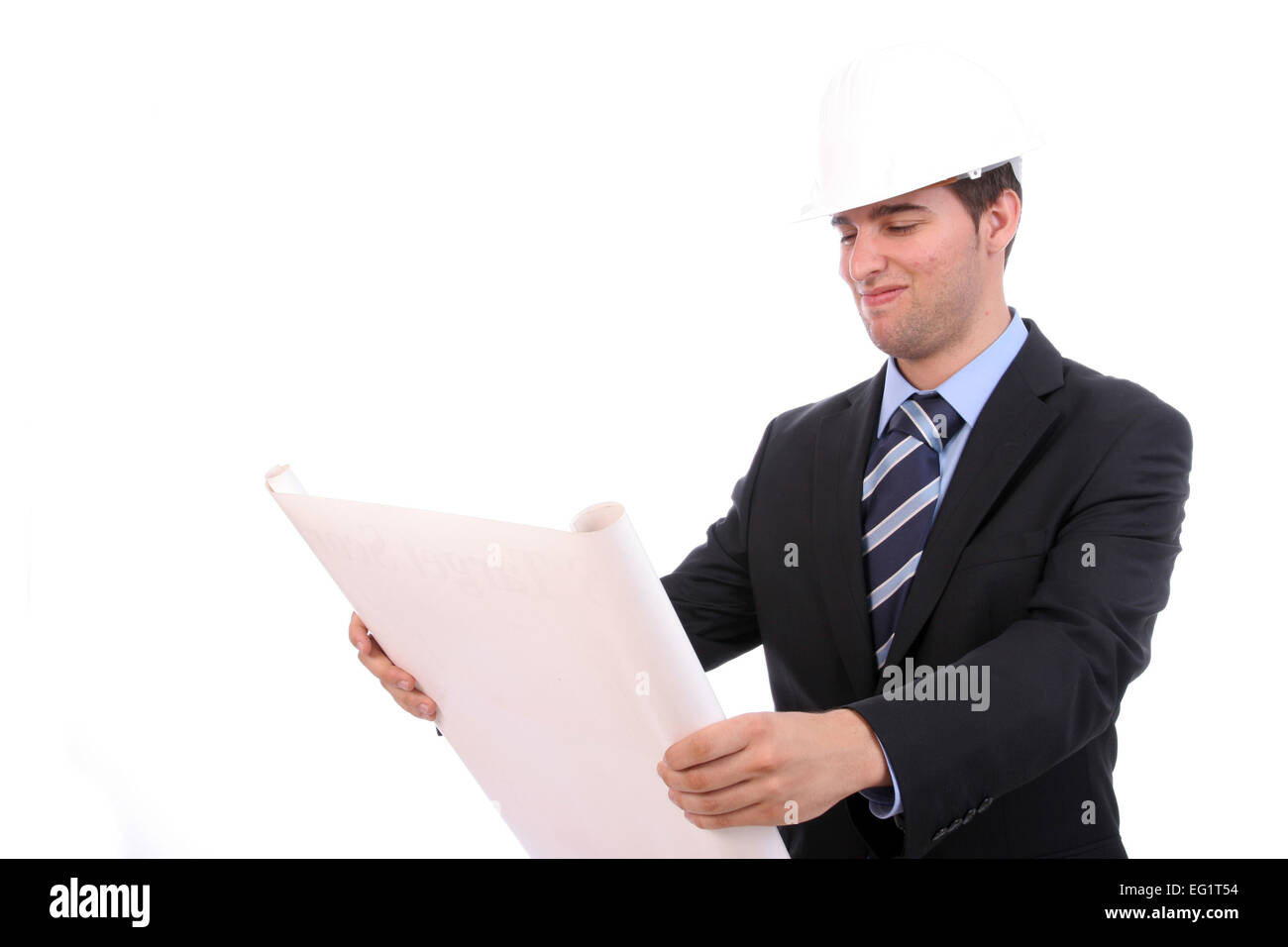 Young architect reading plan hi-res stock photography and images - Alamy