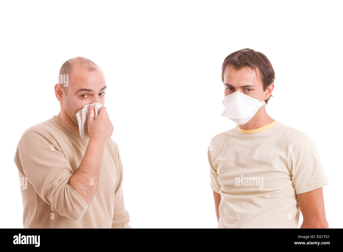 Casual men with flu, isolated over white background Stock Photo - Alamy